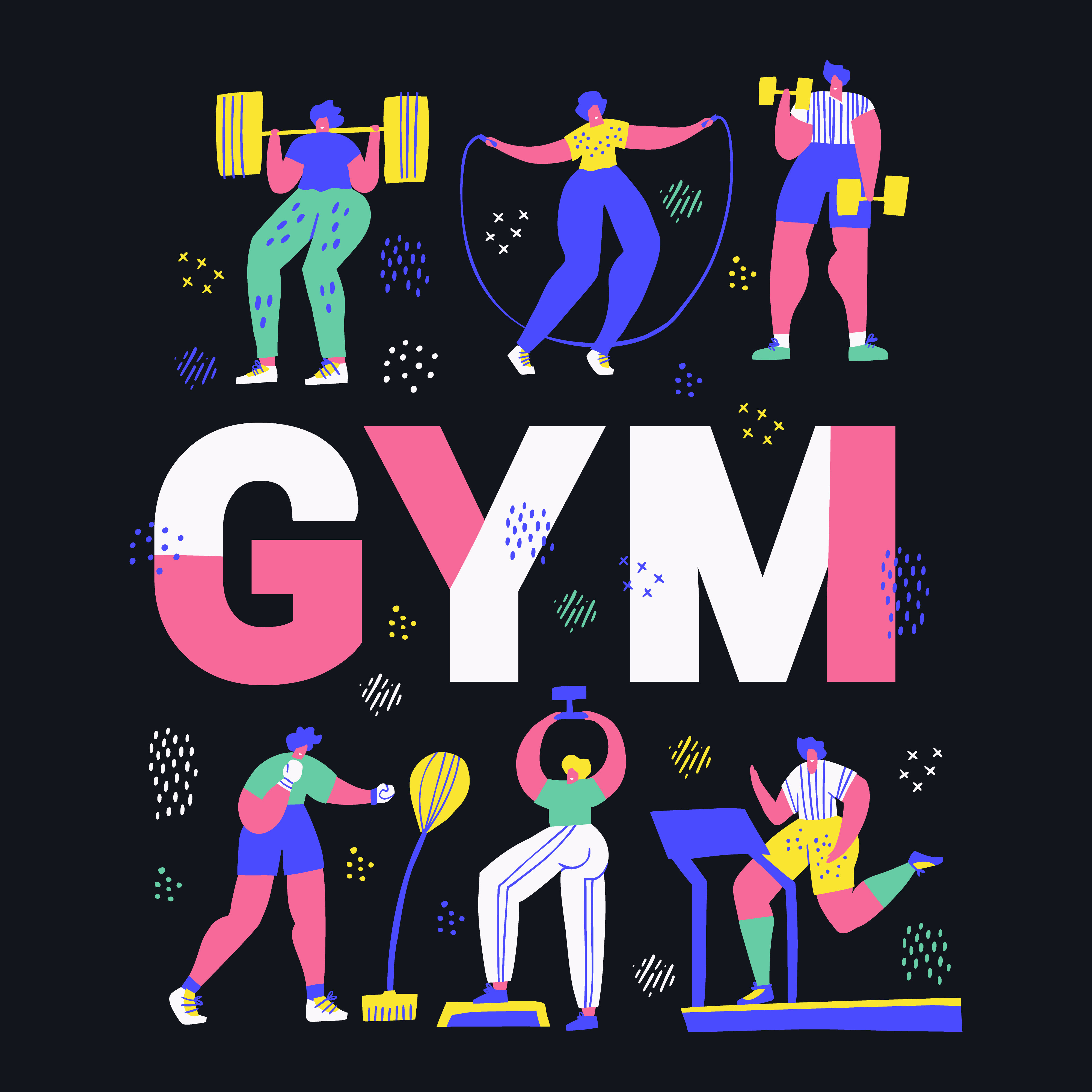 Trinx Isalena Gym, Fitness Center Hand Drawn Word Concept Banner On ...