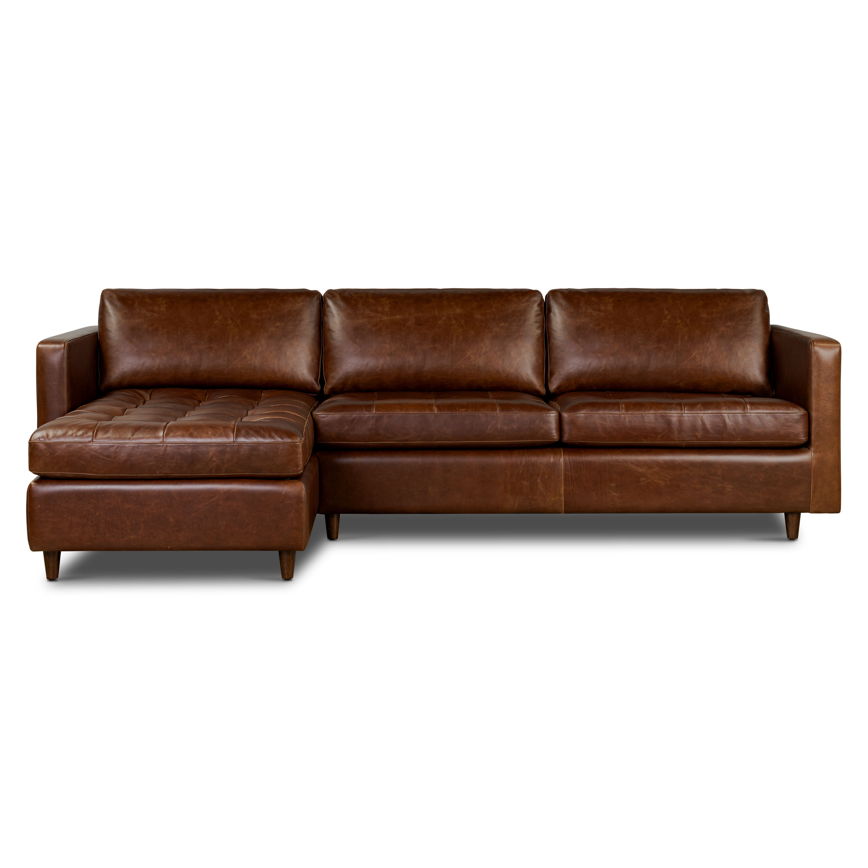 Poly & Bark Napa Genuine Leather Pull-out Sleeper Sectional With ...