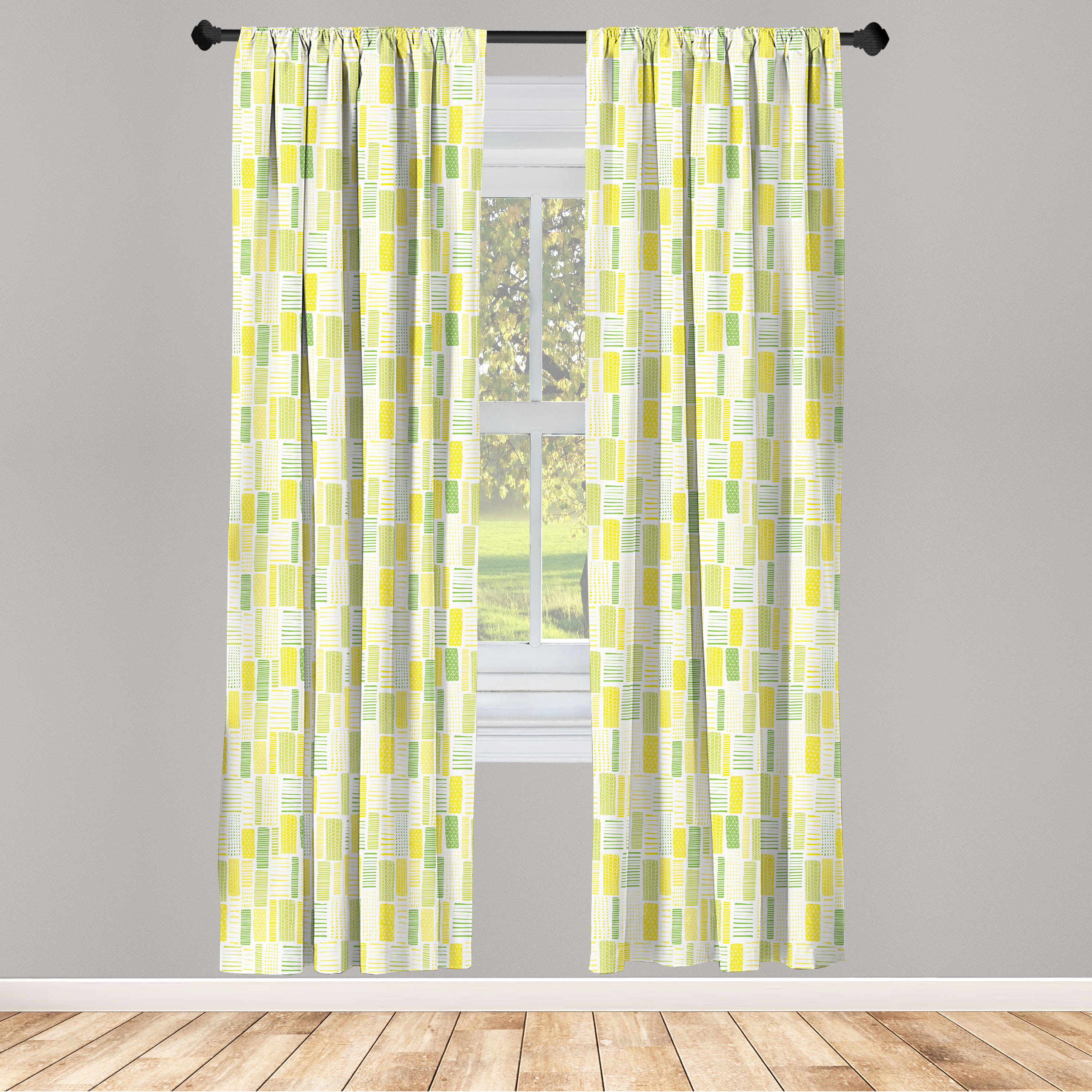 East Urban Home Abstract 4-Panel Curtains, Geometry Pastel Soft Tone ...