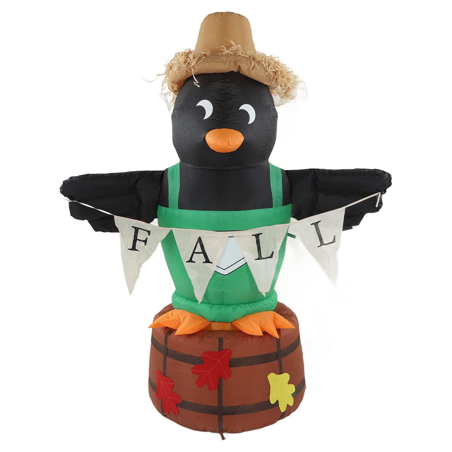 One Allium Way® 68 Inch Lighted Inflatable Scarecrow Fall Harvest ...