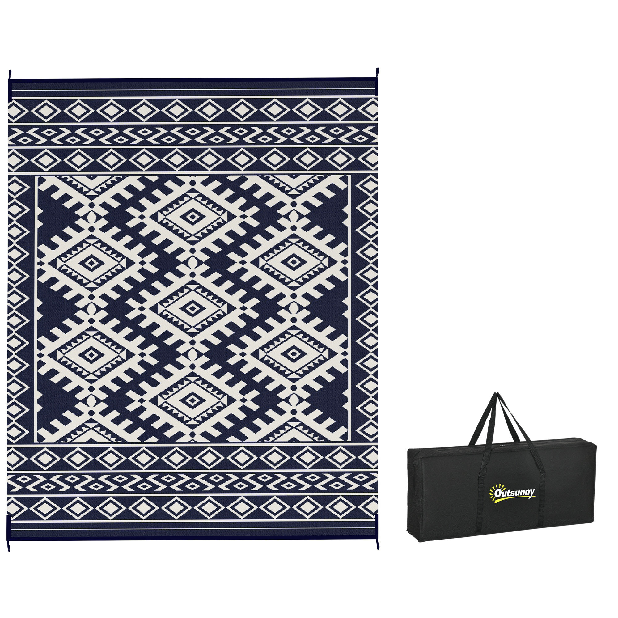 Outsunny Reversible Outdoor Rug, Waterproof Plastic Straw Floor Mat ...