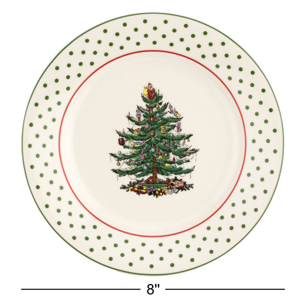 Spode Christmas Tree Polka Dot Dessert Plates & Reviews | Birch Lane