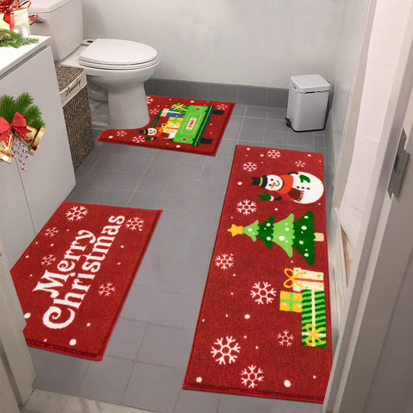 The Holiday Aisle® Christmas Bathroom Rug And Mat Set 3 Piece & Reviews ...