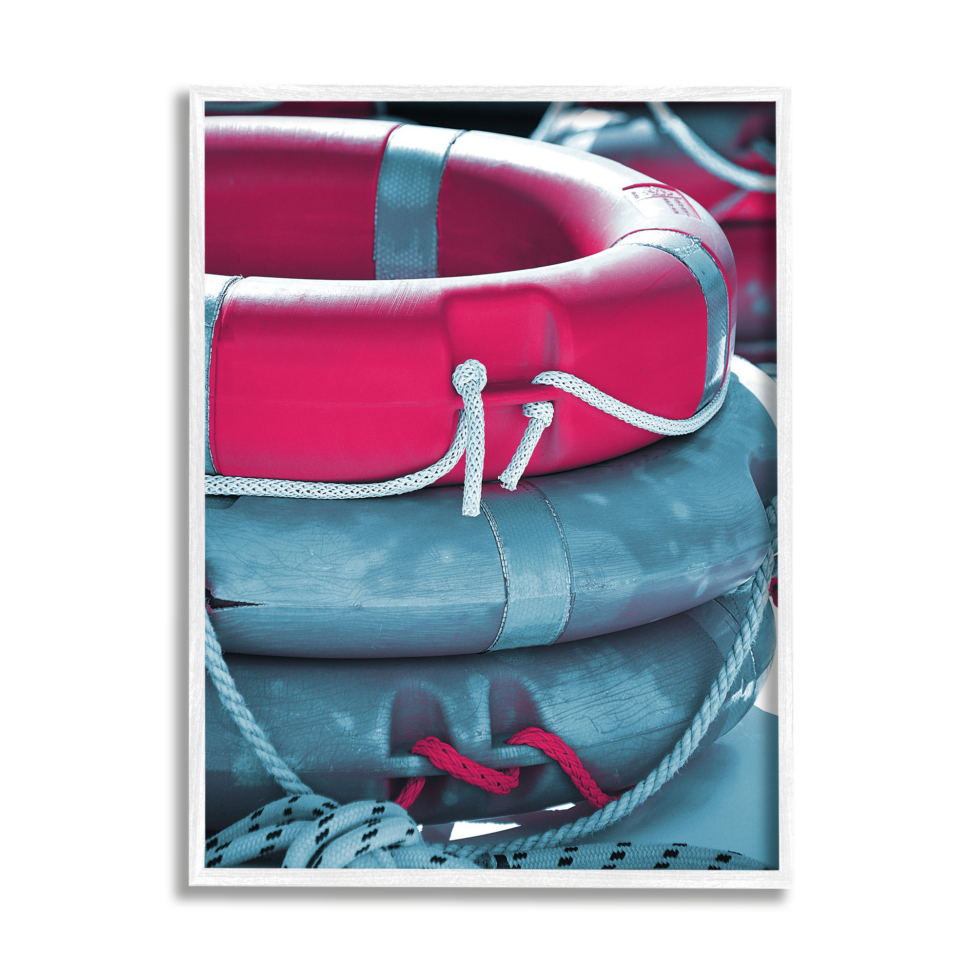 Stupell Industries Nautical Life Buoys by Lil' Rue Floater Frame Print ...