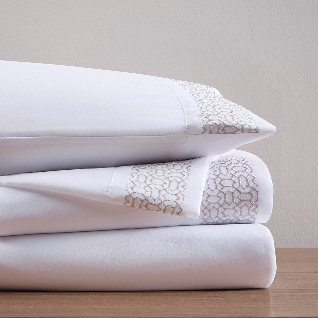 Gracie Mills Luca 4-Peice Embroidered Soft Brushed Microfiber Sheet Set ...