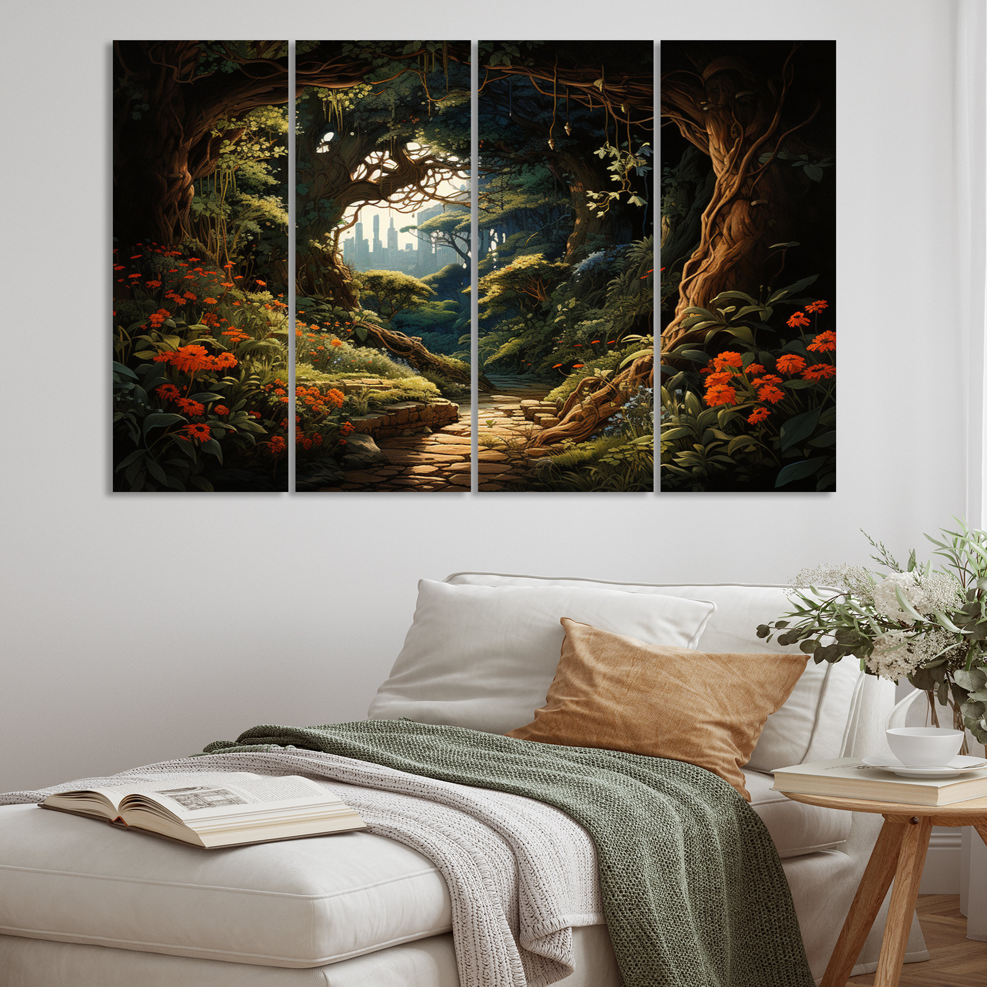 Millwood Pines Brown Green Enchanted Forest Pathway - Landscapes Canvas ...