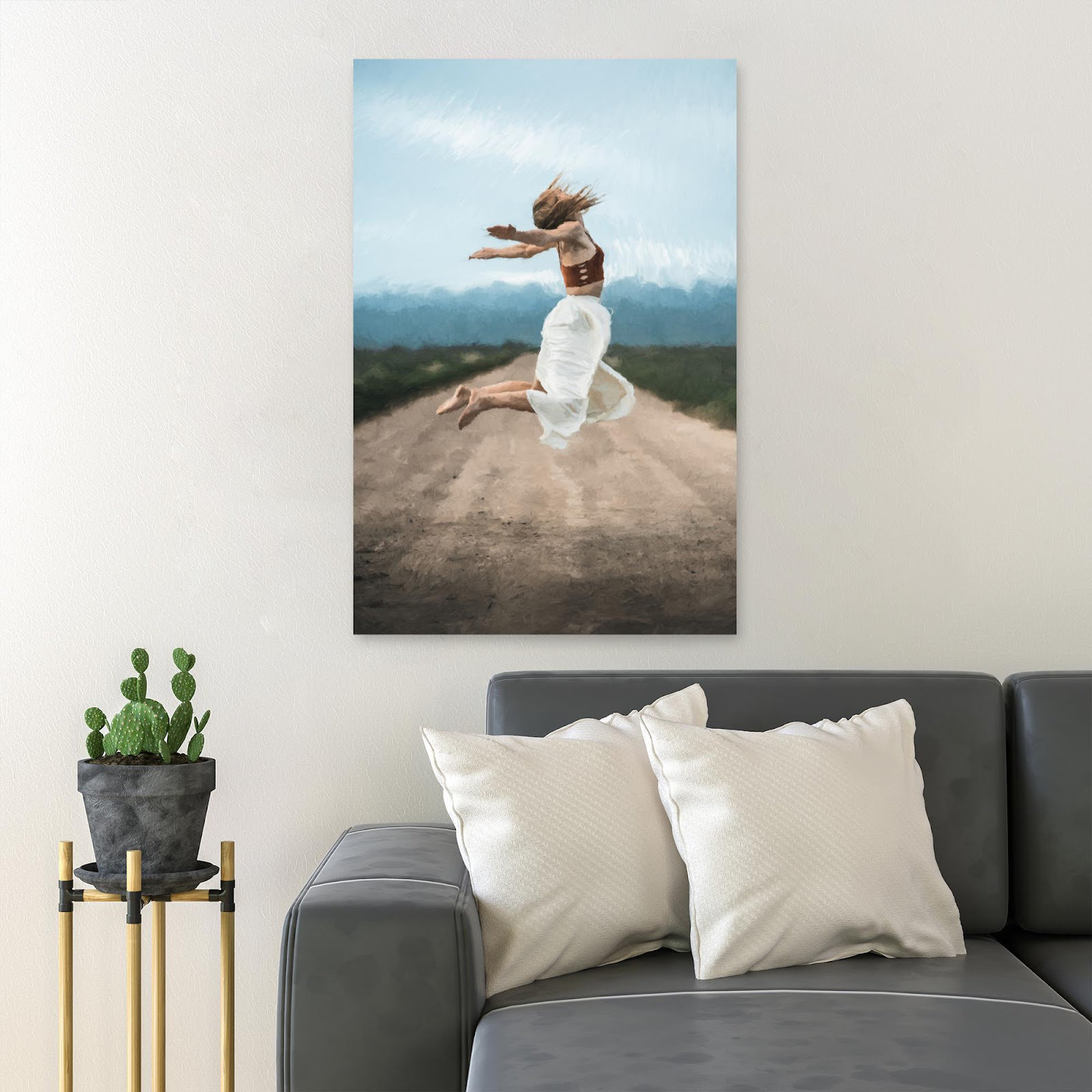 Red Barrel Studio® Jumping Girl On The Road - 1 Piece Rectangle Graphic ...