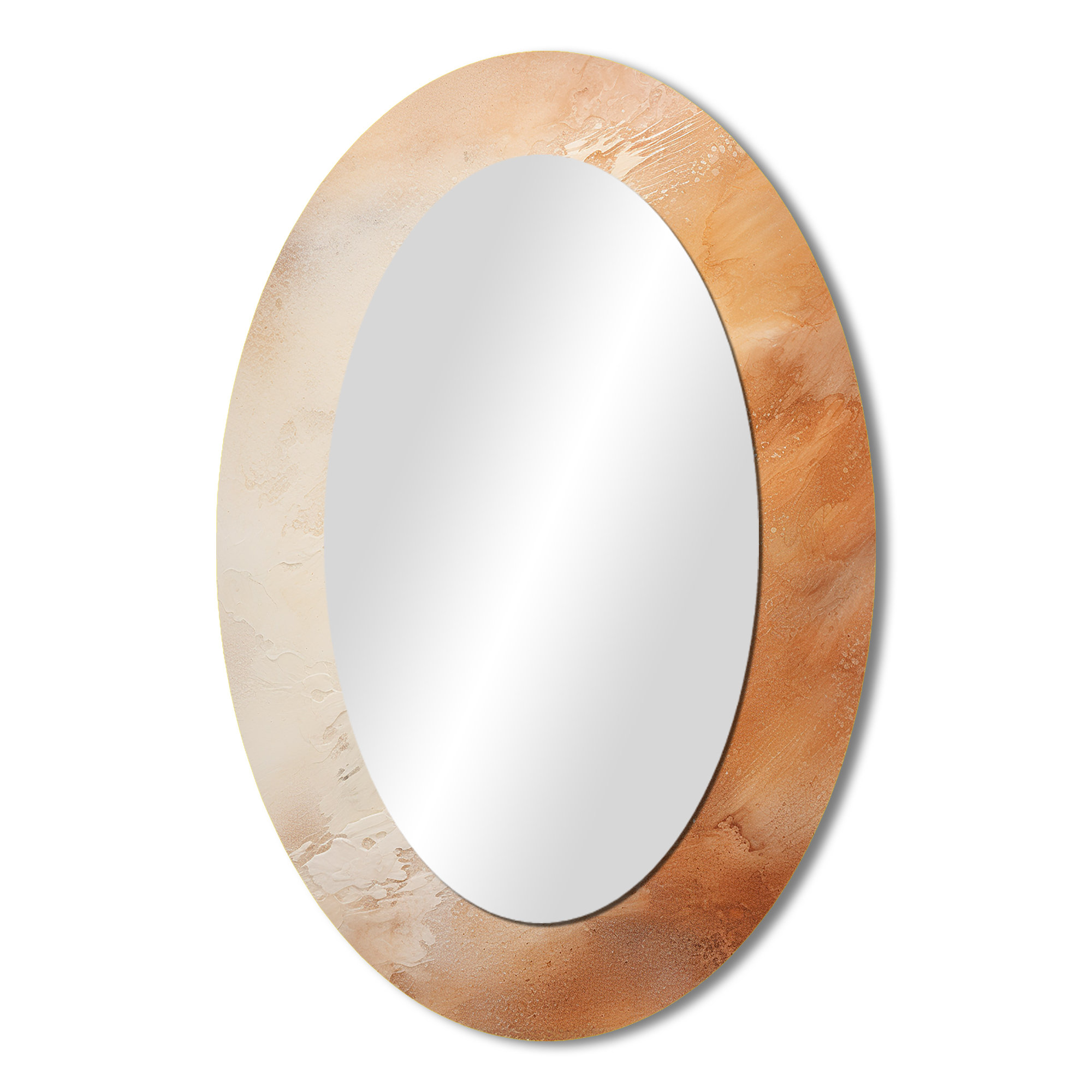 Dakota Fields Beige Sandy Clouds Horizon V - Modern Oval Wall Mirror | Wayfair