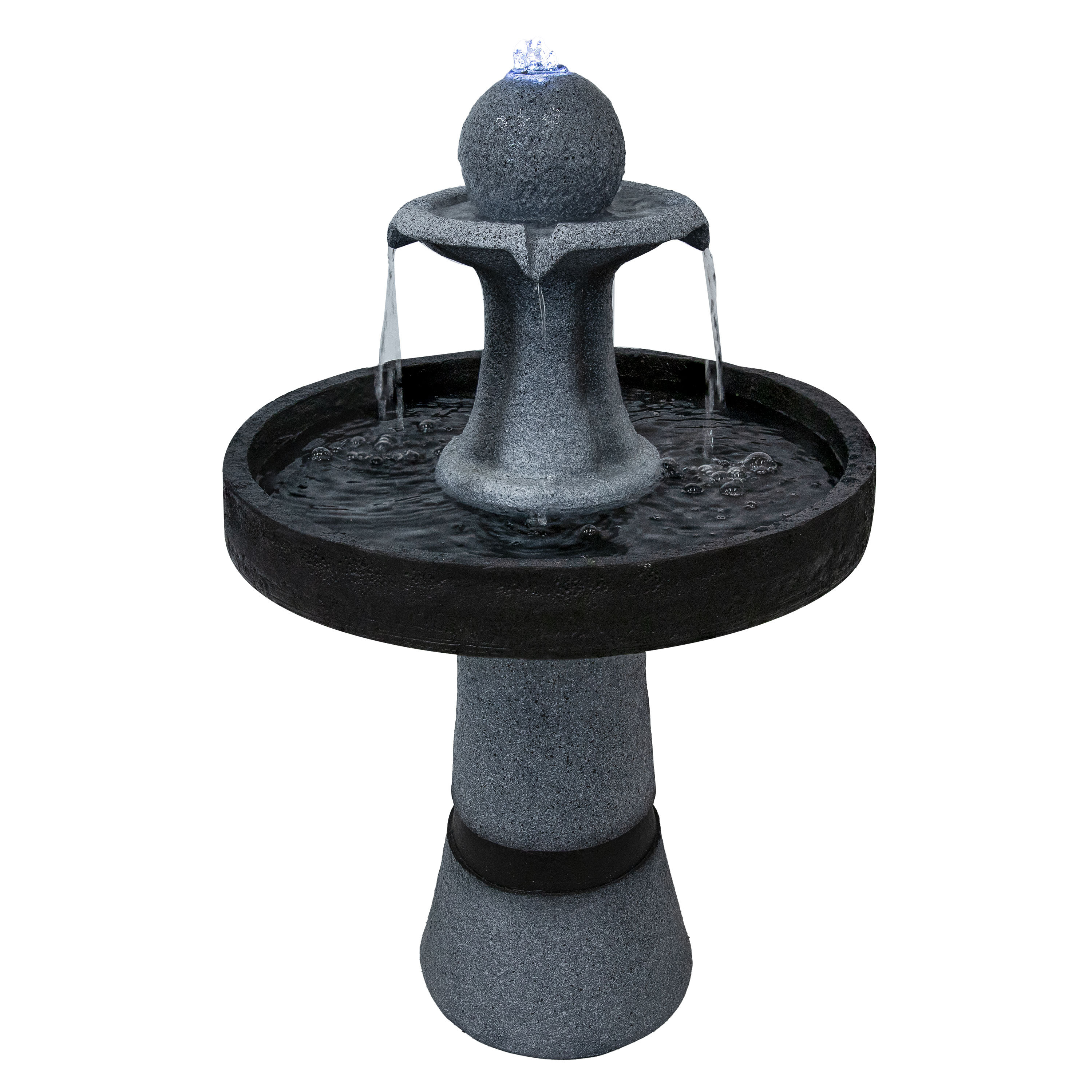 Lark Manor Contemporary 2-Tone Outdoor Water Fountain with Light ...