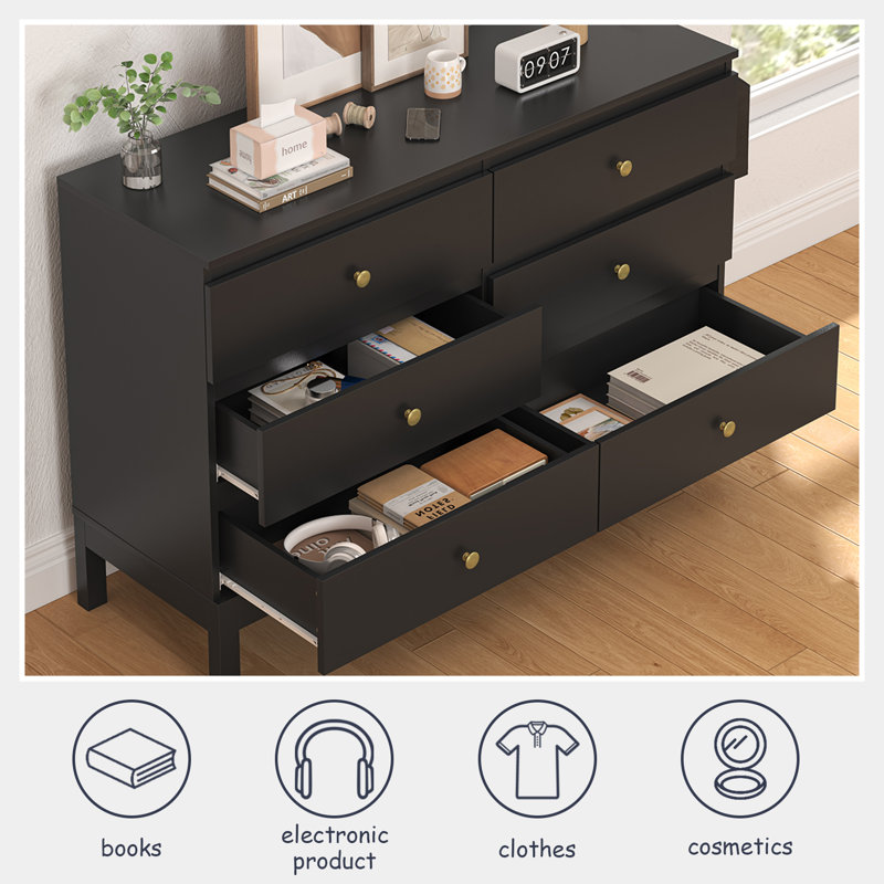 Ebern Designs Annaley 6 Drawer Storage Drawer, Black & Reviews | Wayfair