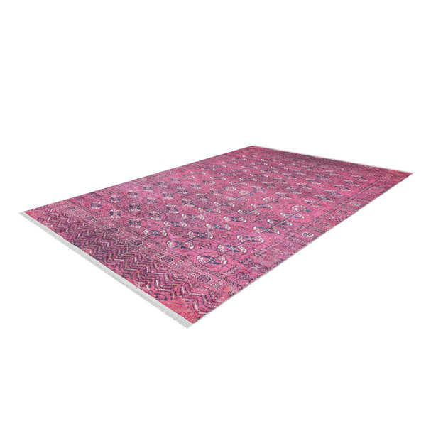 Bungalow Rose Claverie Burgundy Modern Polyester Digital Print Area Rug ...