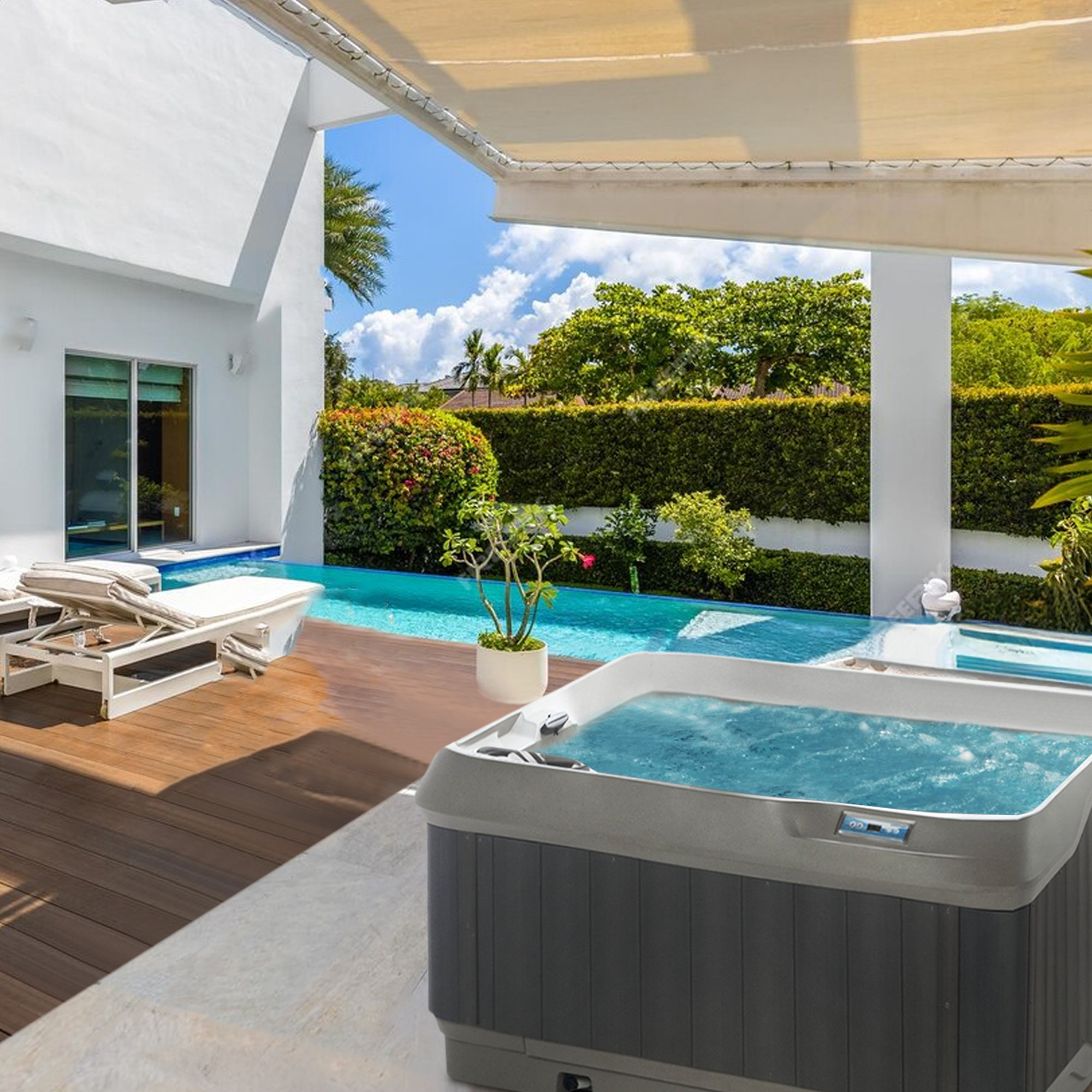 HYDROLUXE SPAS Ibiza Hot Tub 4-Person Lounger, 24 SS Jet, 110V/230V ...