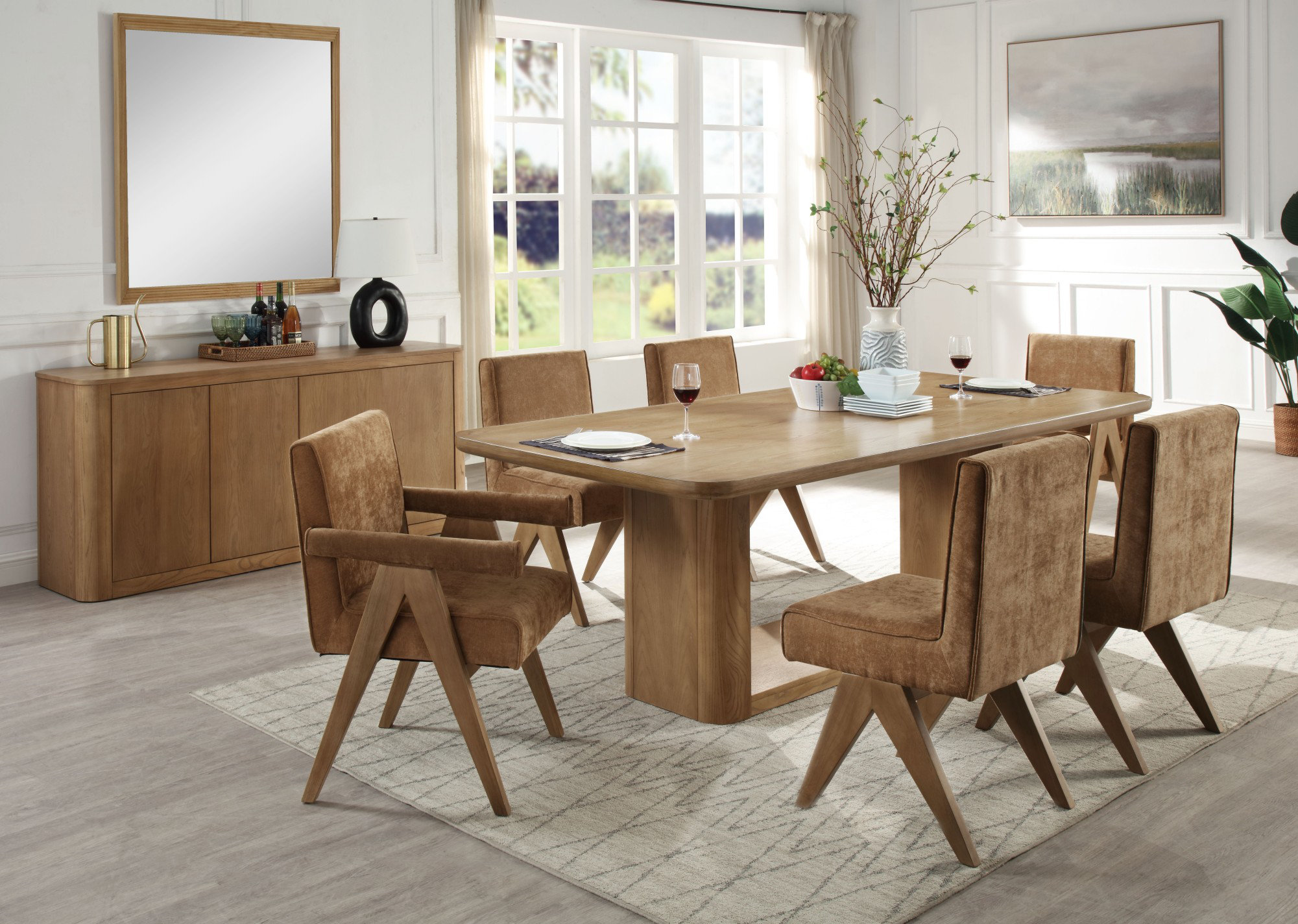 Everly Quinn 8-Piece Dining Set, 1 Rectangular Dining Table, 6 Chairs ...