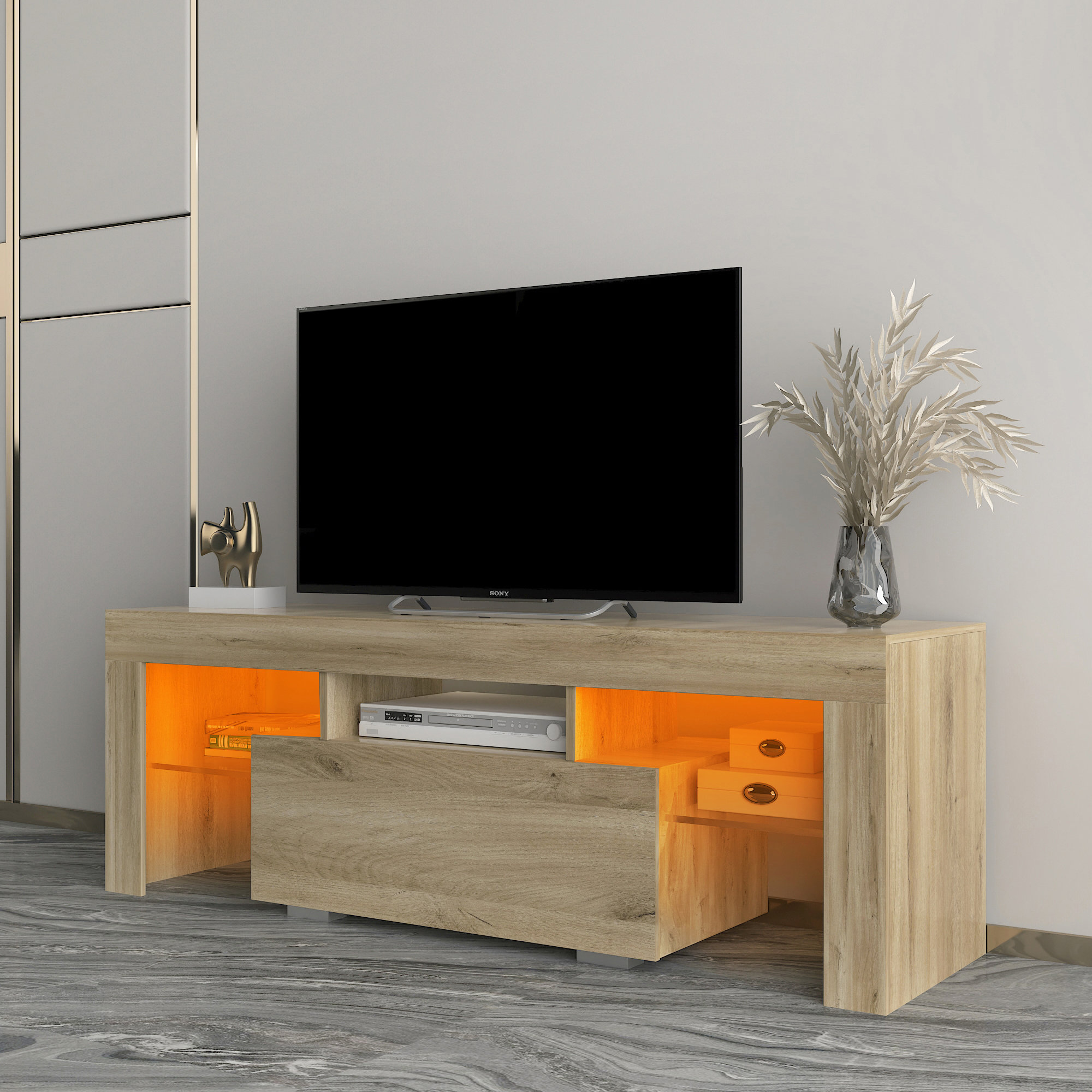 Builddecor Tv Stand With LED RGB Lights, TV Cabinet, Console Cabinet ...