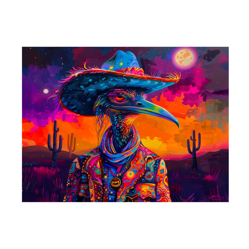 Ebern Designs Bolog Shawna Stewart Roadrunner Fun Canvas Art | Wayfair