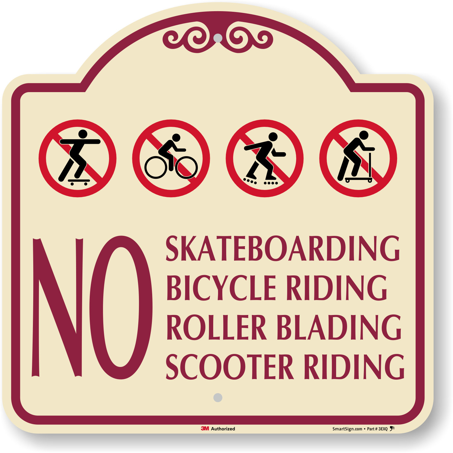 SmartSign No Skateboarding, Bicycle Riding, Roller Blading, Scooter ...