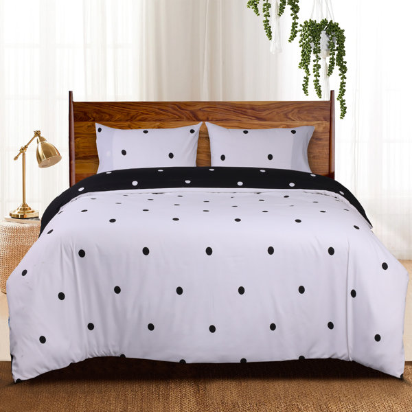 SUPREME BEDDING LTD Microfiber Polka Dots Duvet Cover Set with ...