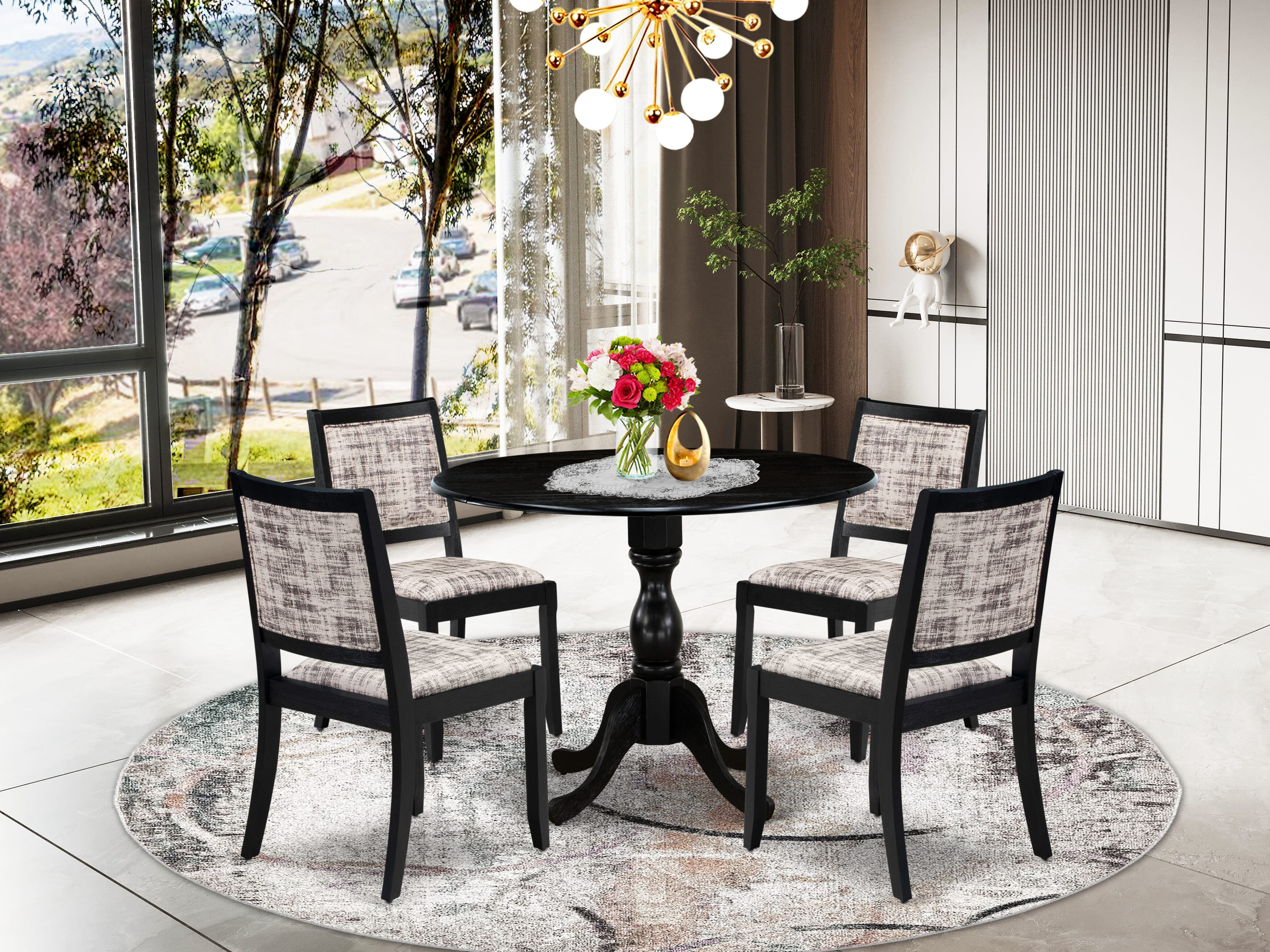 Alcott Hill® 5 Piece Dining Set Includes a Round Kitchen Table with ...