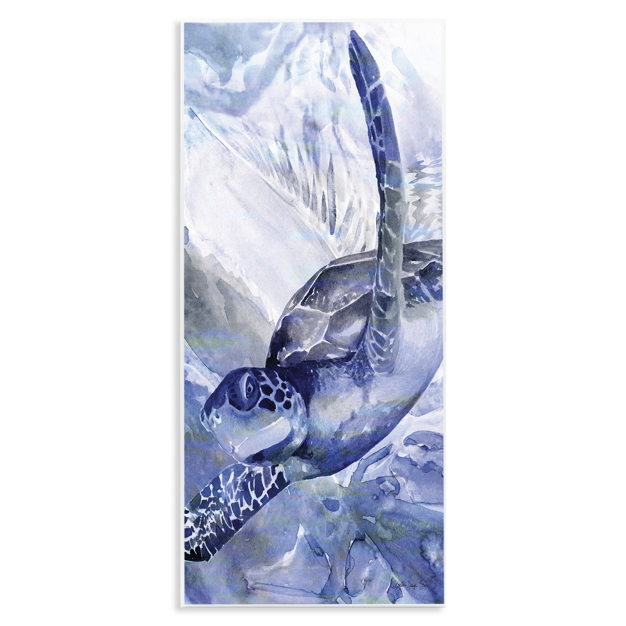Bay Isle Home™ Stylized Blue Sea Turtle Swimming in Ocean by Stellar ...
