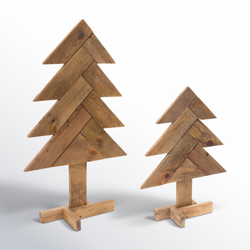 The Holiday Aisle® Rustic Wood Pine Tree (Set of 2) | Birch Lane