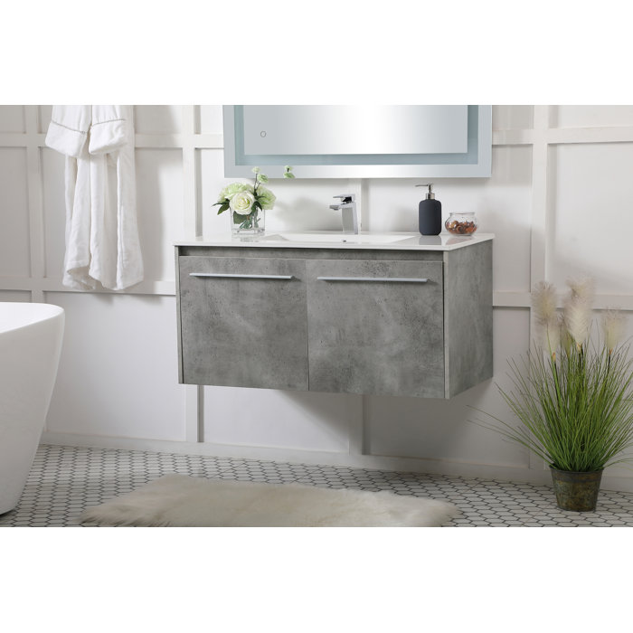 Wrought Studio Dayshon 40'' Single Bathroom Vanity with Porcelain Top ...