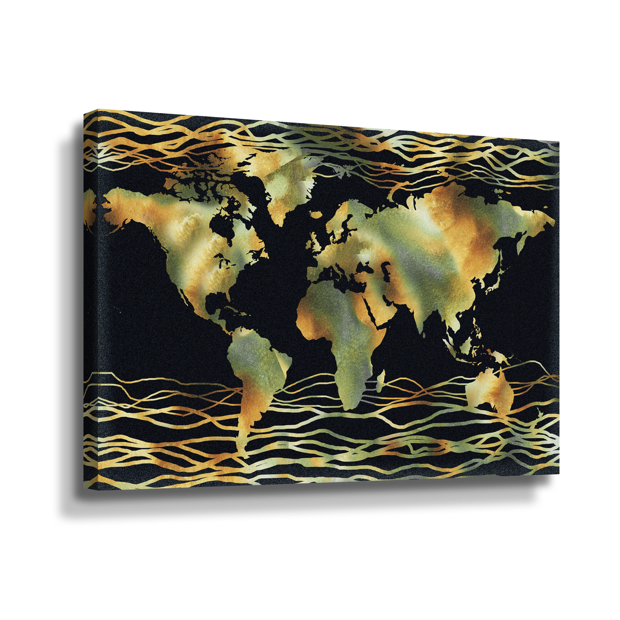 Red Barrel Studio Golden Glow Colourful World Map Silhouette By Irina ...