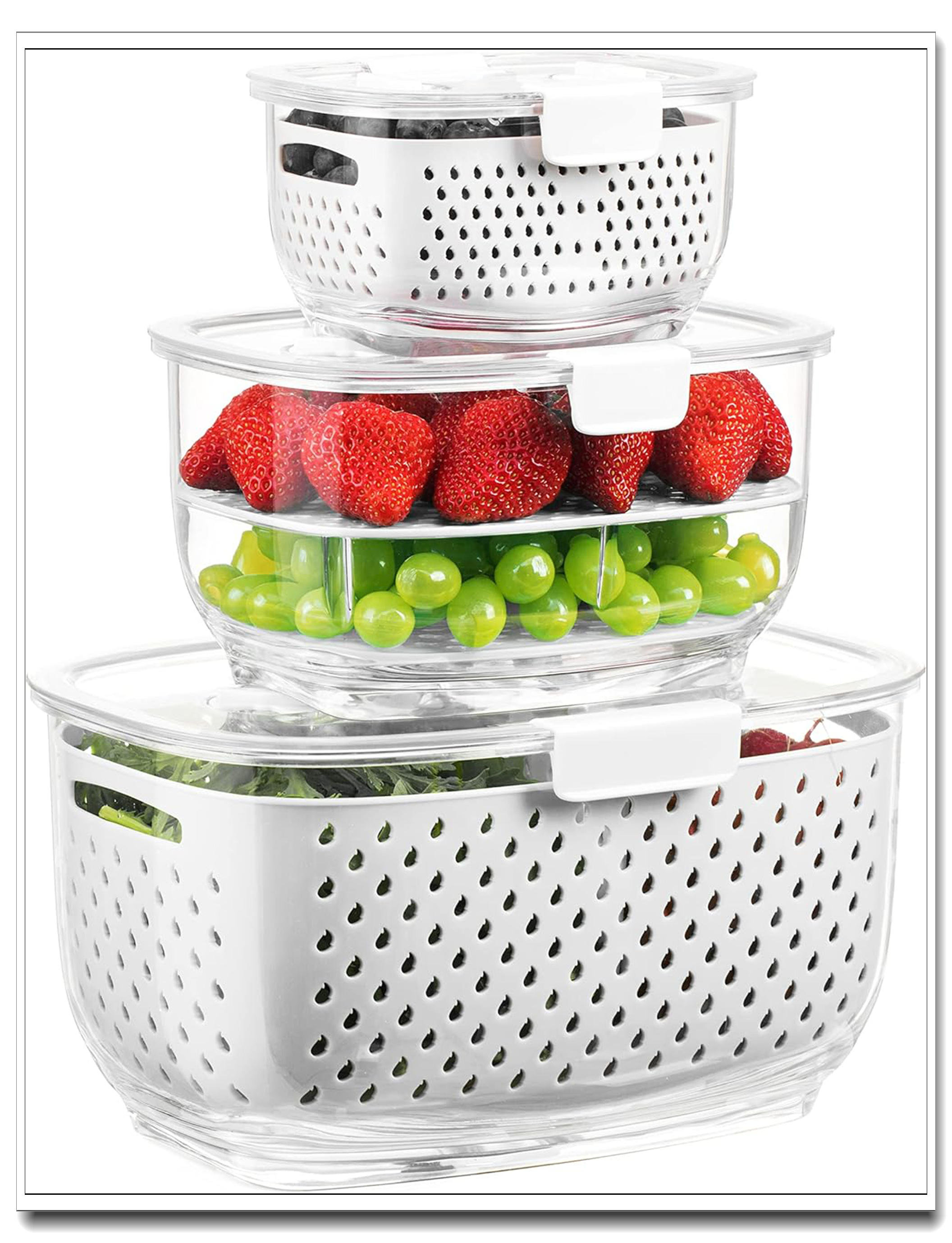 Prep & Savour 3-Piece Fresh Produce Storage Containers - BPA-Free ...