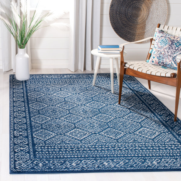 Mistana Gagny Oriental Machine Woven Navy/White Area Rug & Reviews ...