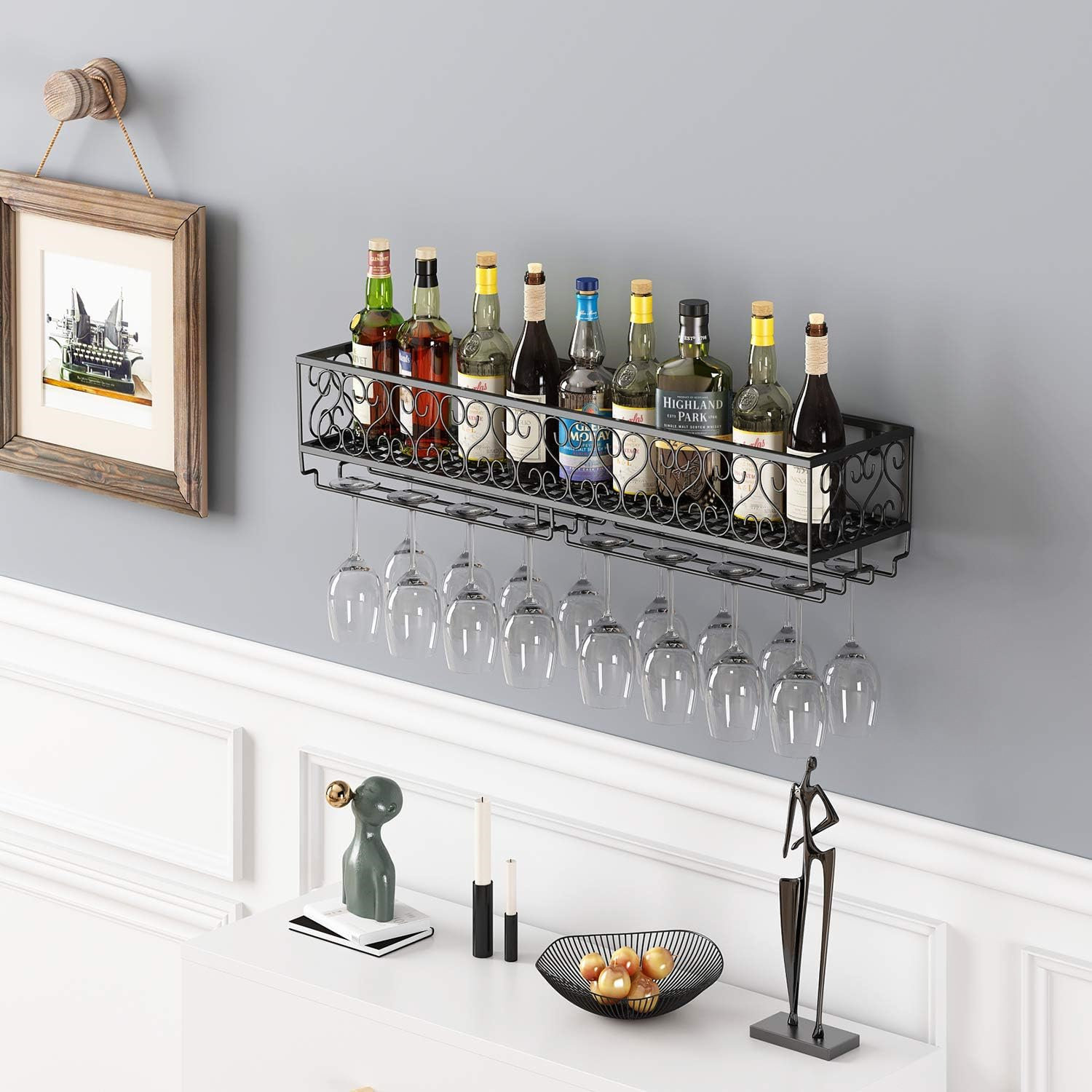 Brayden Studio Classic Wall Mounted Wine Rack,Anti-Rust,Black | Wayfair ...