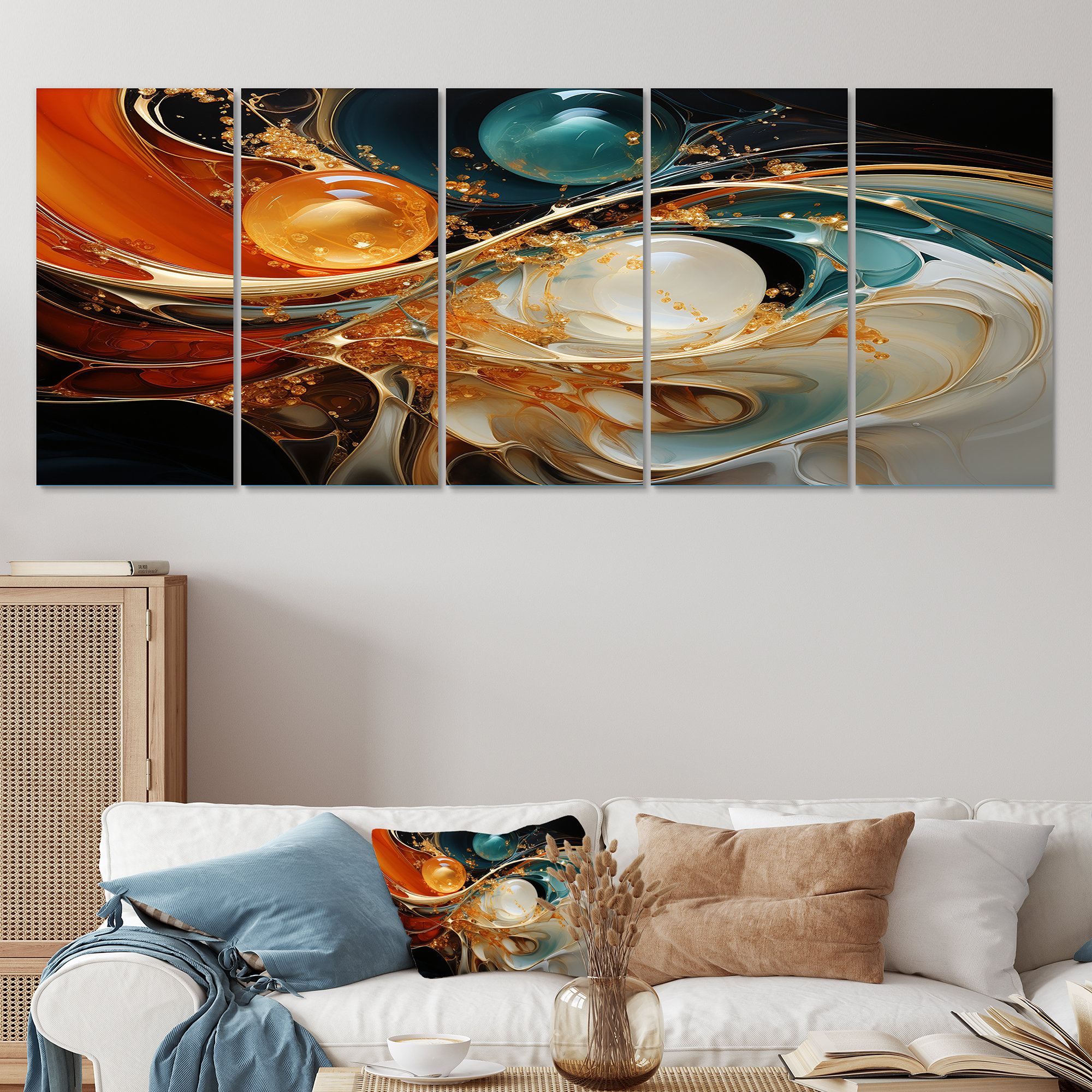 Ivy Bronx Orange And Emerald Marble Lava III - Abstract Painting 5 ...