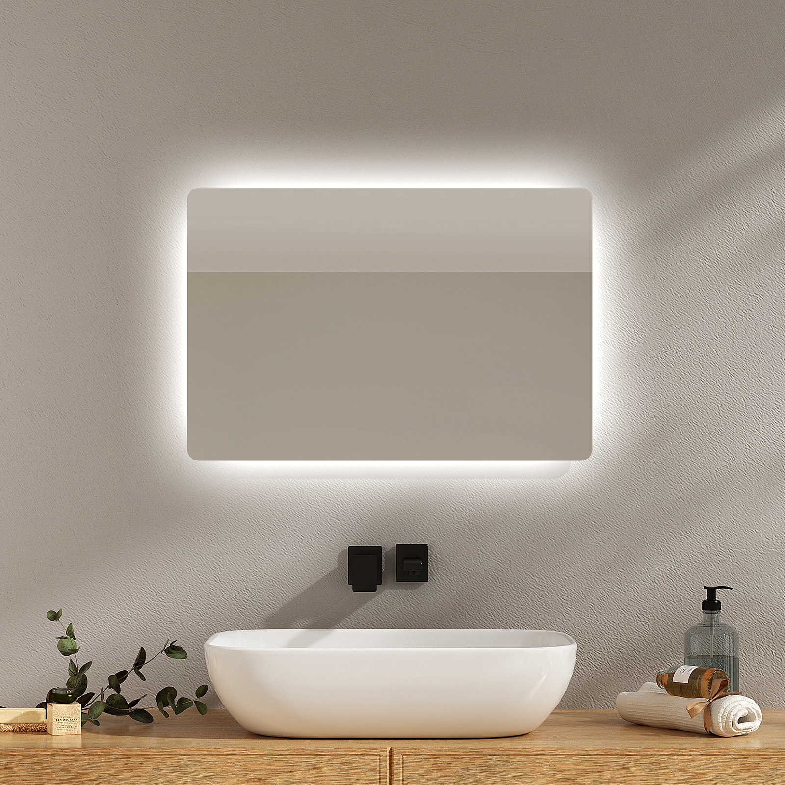 EMKE Flat Lighted Aluminium Framed Wall Vanity & Dresser Mirror ...
