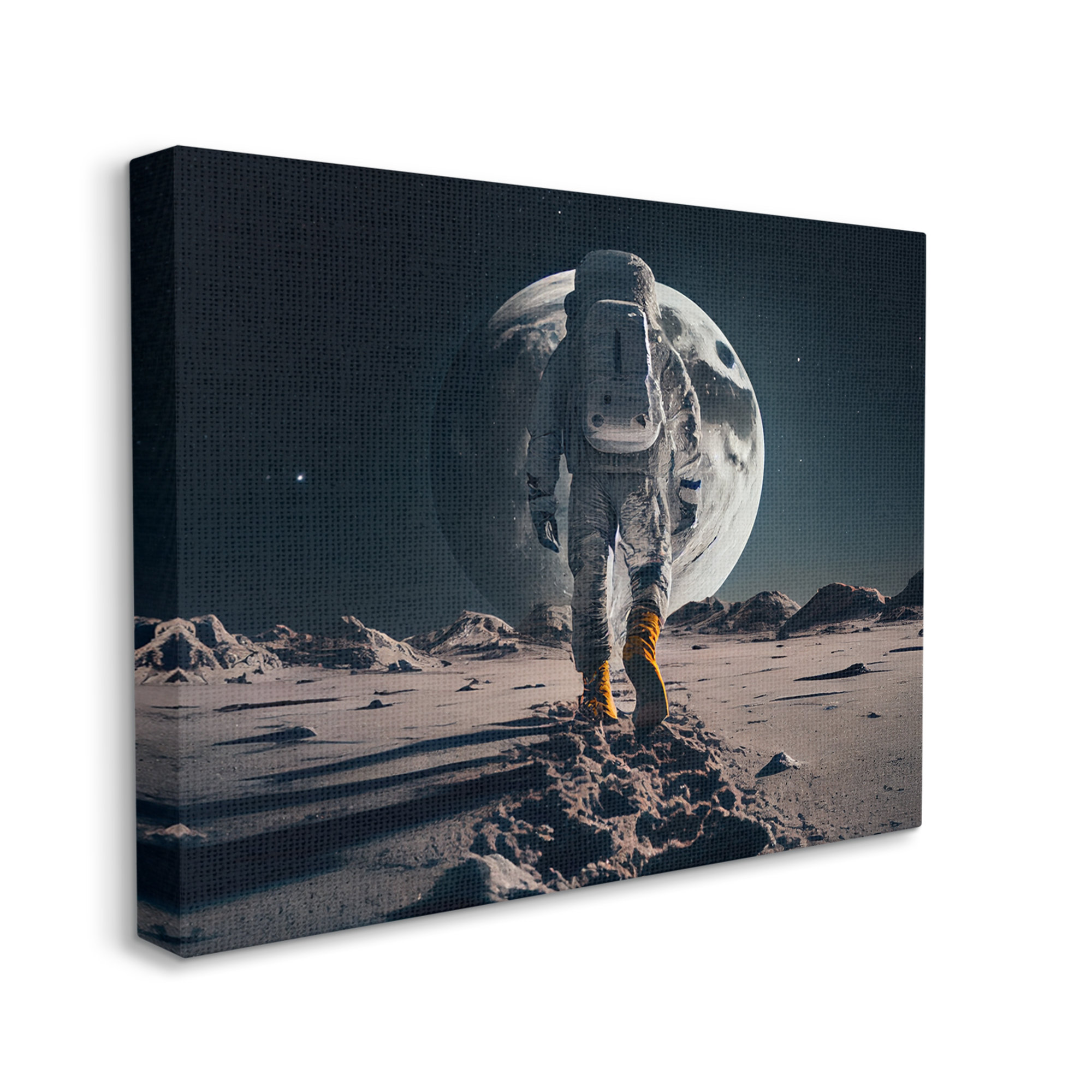 Stupell Industries Man On Moon Outer Space Astronaut On Canvas Graphic ...