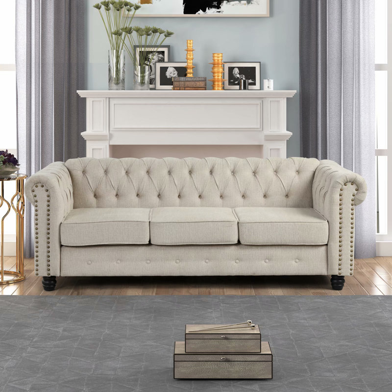 Canora Grey Gilles 82" Linen Rolled Arm Upholstered Sofa & Reviews ...