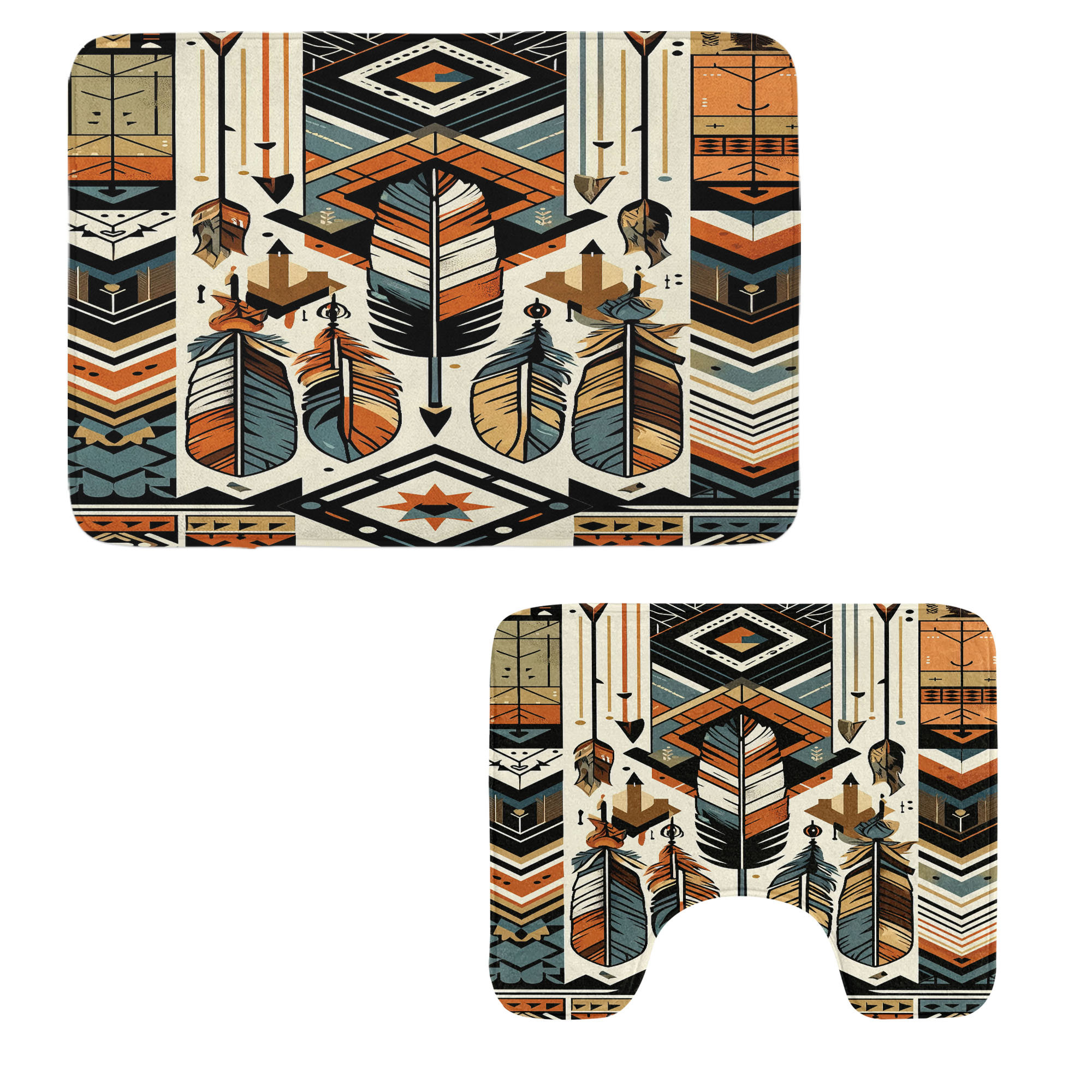 East Urban Home Southwestern Bathroom Rug Set 2 Pieces Rectangle ...