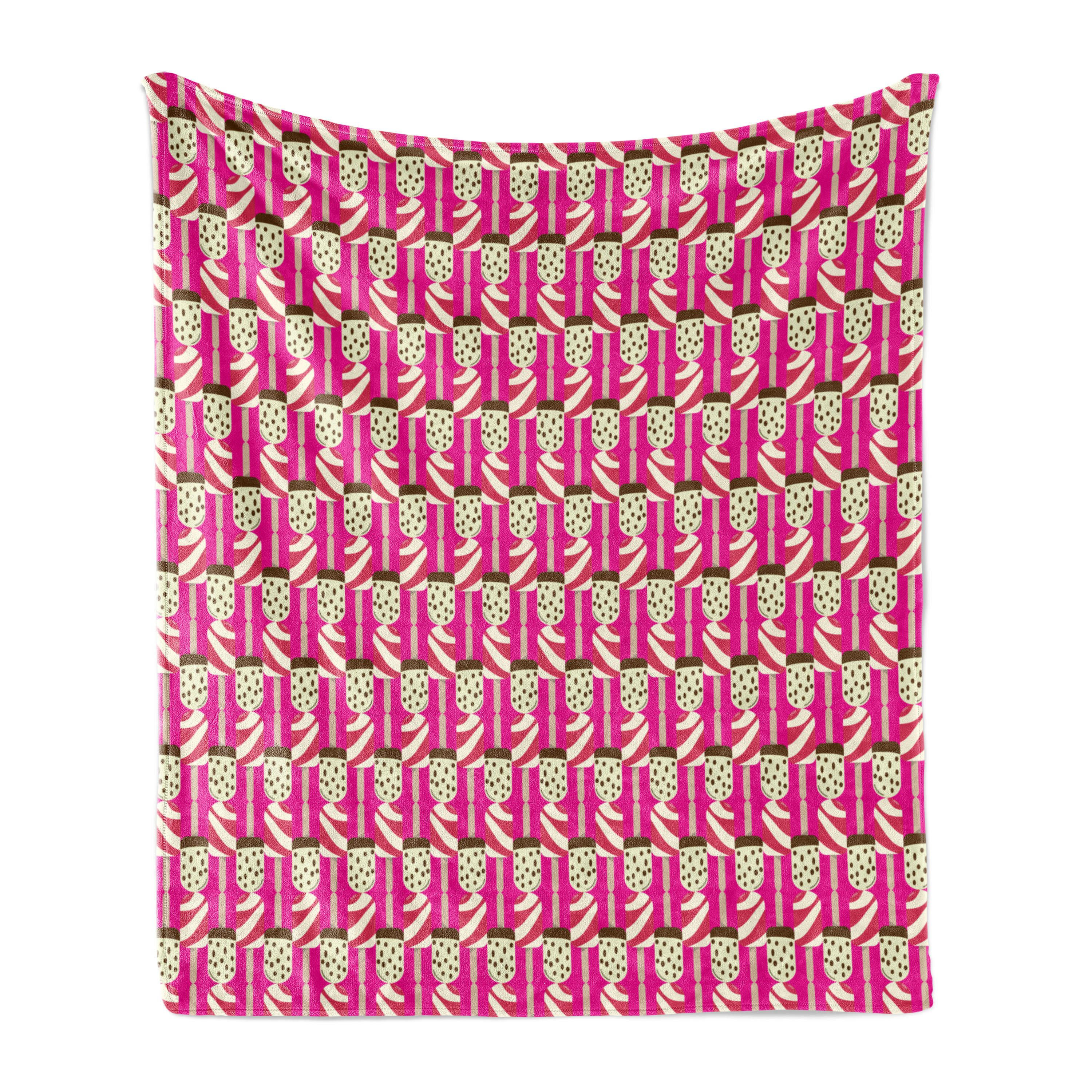 Ambesonne Retro Throw Blanket Flavored Popsicles Ice Cream Hot Pink ...