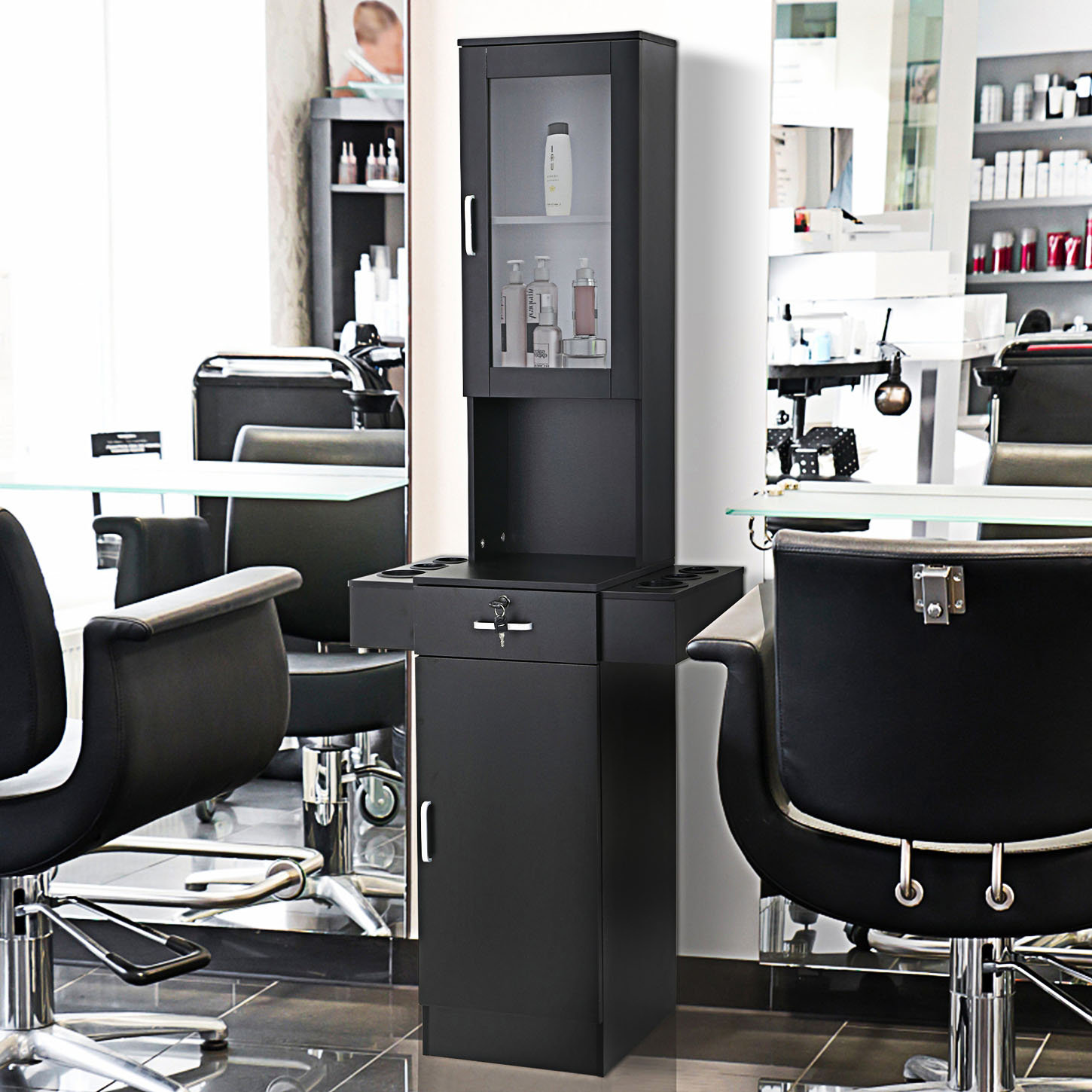 Lark Manor™ Classic Barber Station, Salon Station With Locking Drawer ...