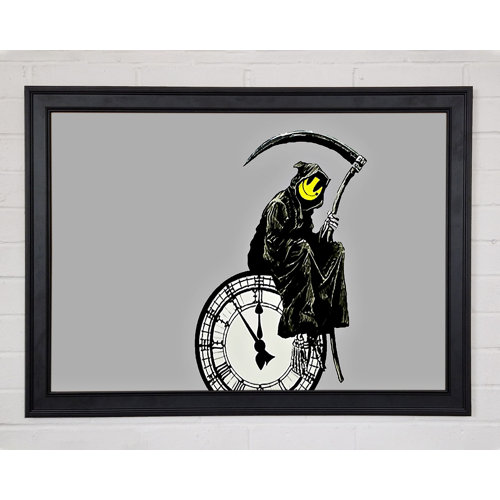 Happy Larry Smiley Face Reaper Times Up Framed Print | Wayfair.co.uk