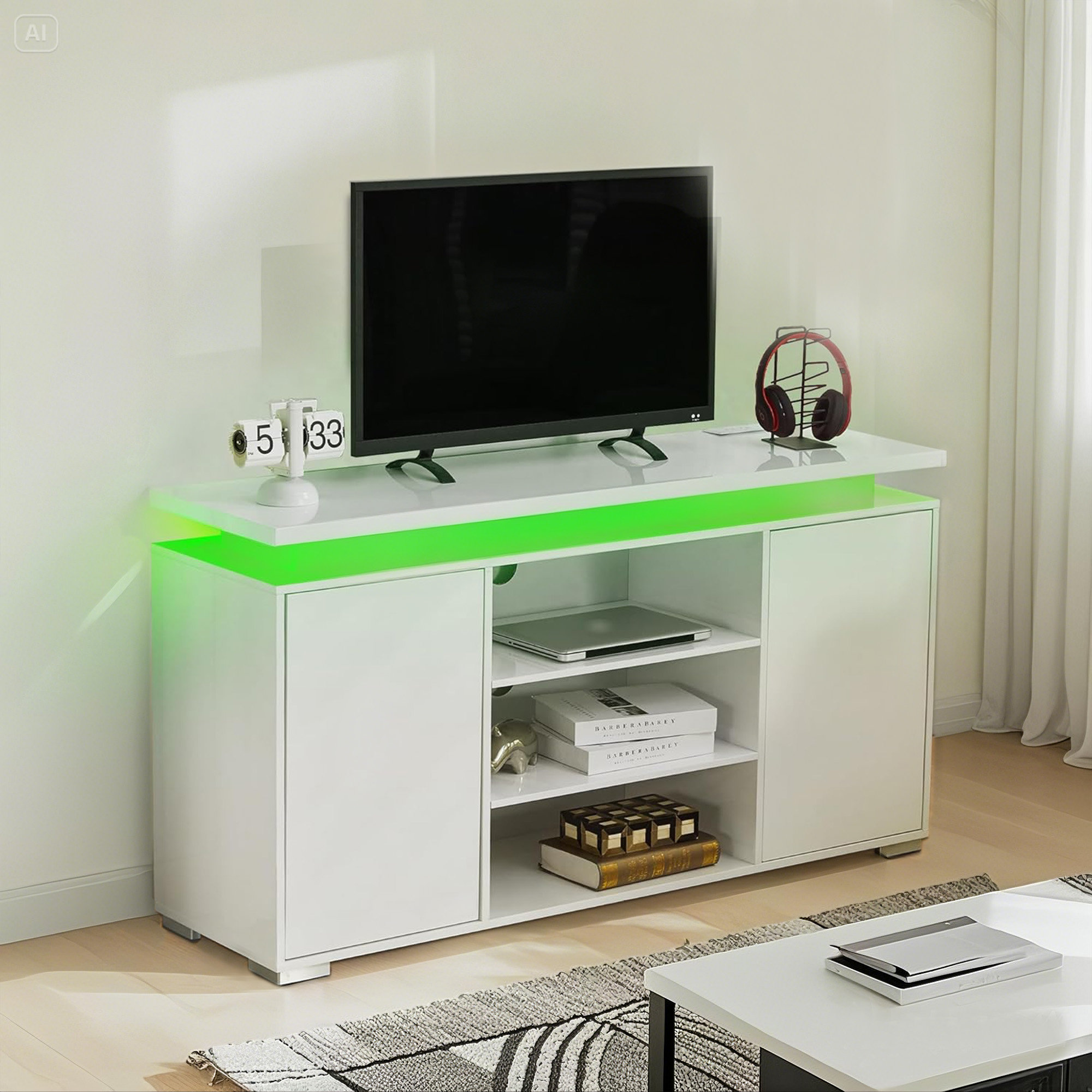 Ivy Bronx High-Gloss Led Tv Cabinet | Wayfair
