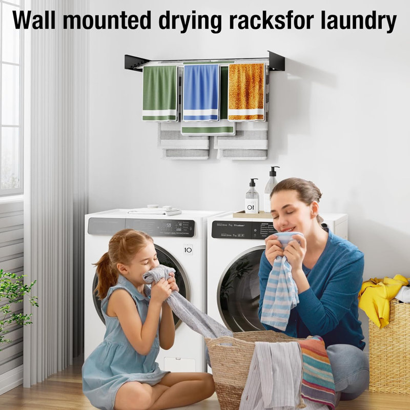 Rebrilliant Metal Foldable Wall-Mounted Drying Rack | Wayfair