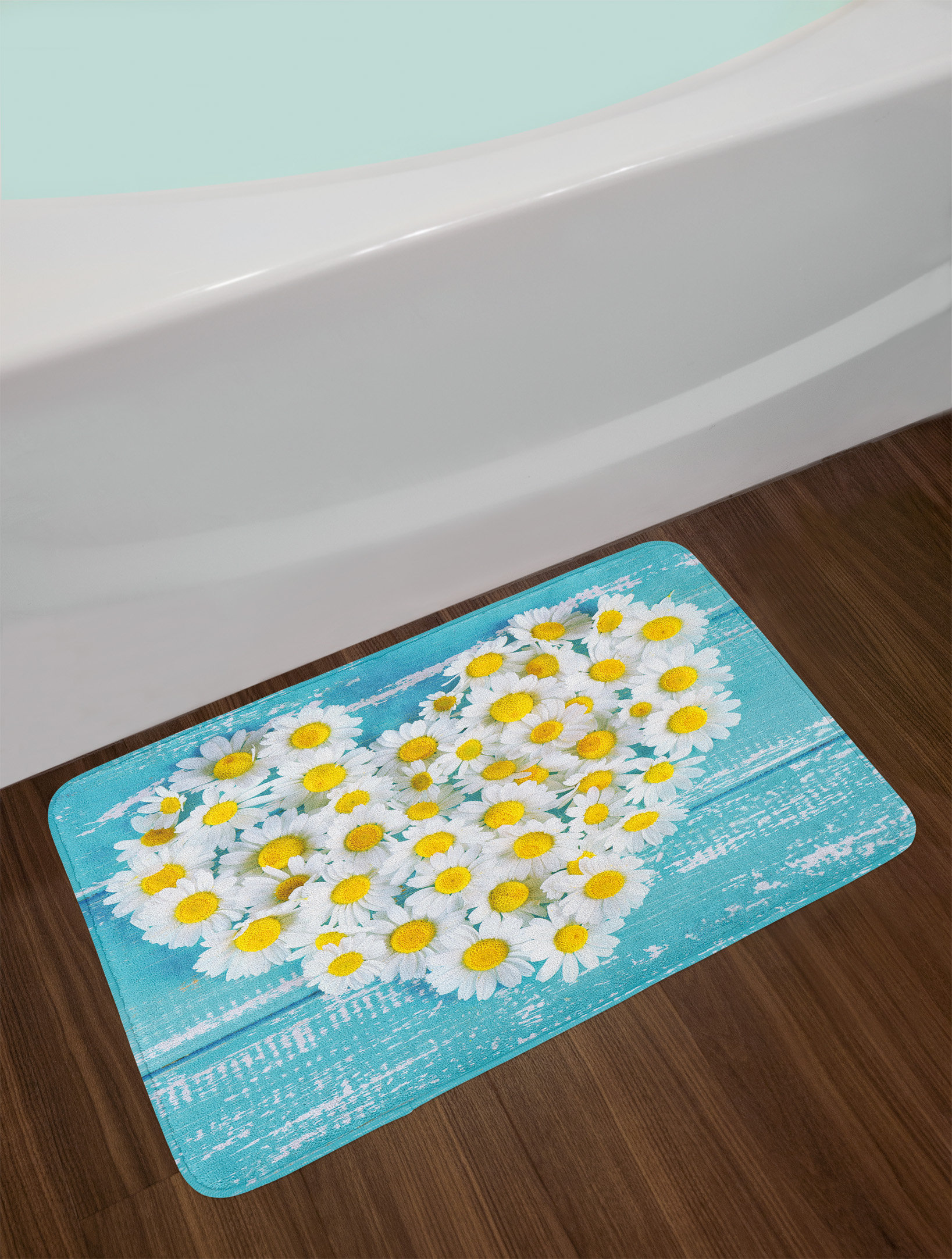 East Urban Home Bath Mat, Non Slip Backing, 30.2" x 20", Black Pale ...