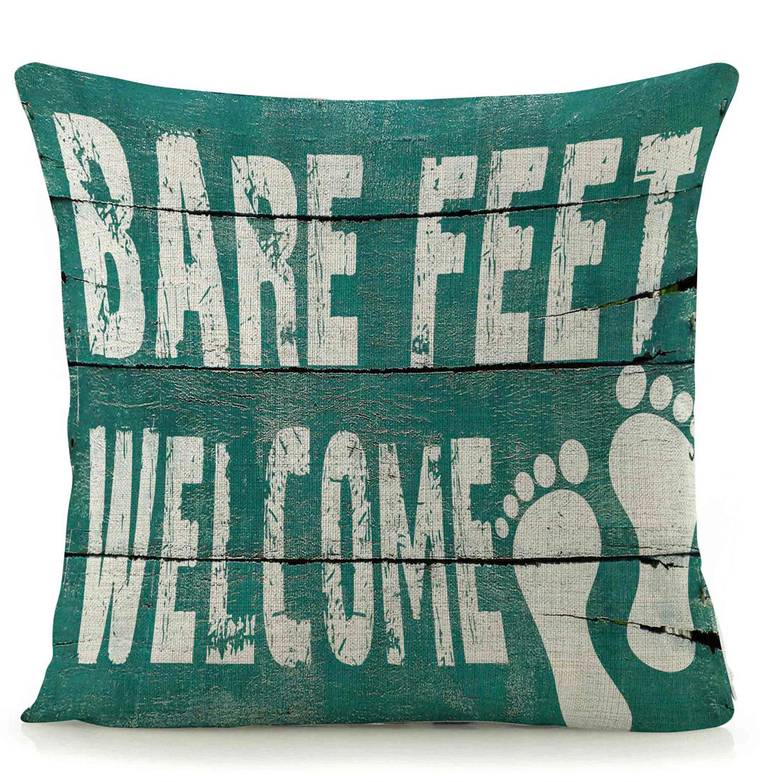 Sign-A-Tology Bare Feet Indoor/Outdoor Linen Throw Pillow | Wayfair
