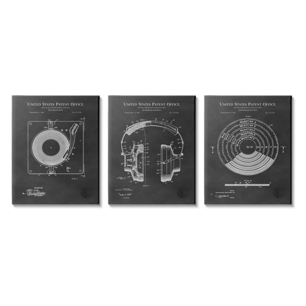 Stupell Industries " Vintage Music Headphones Record Player Turntable ...