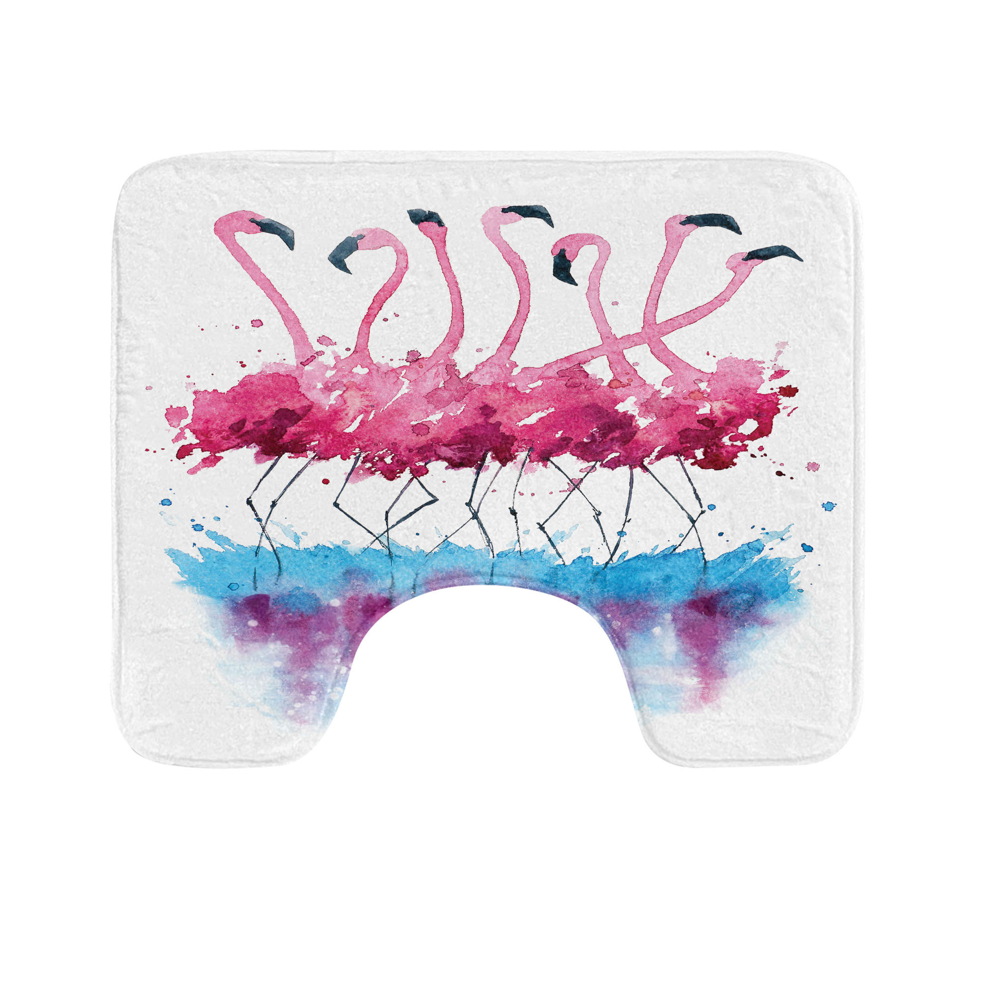 Dakota Fields Animal Toilet Mat U-Shape Bathroom Rug 20" Pink Blue ...