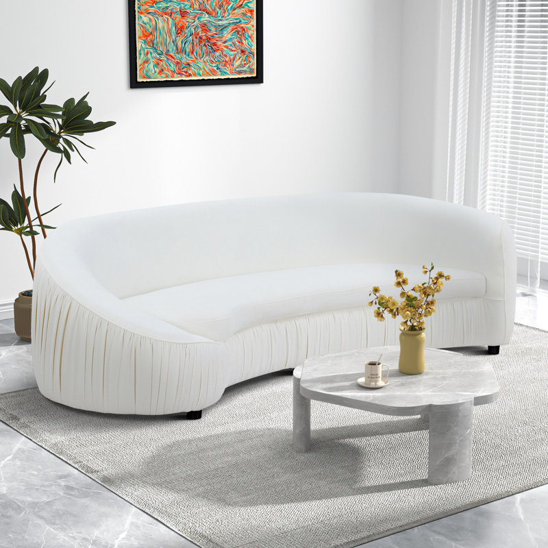 Brayden Studio® Dontevious Upholstered Curved Sofa Modern Pleated ...