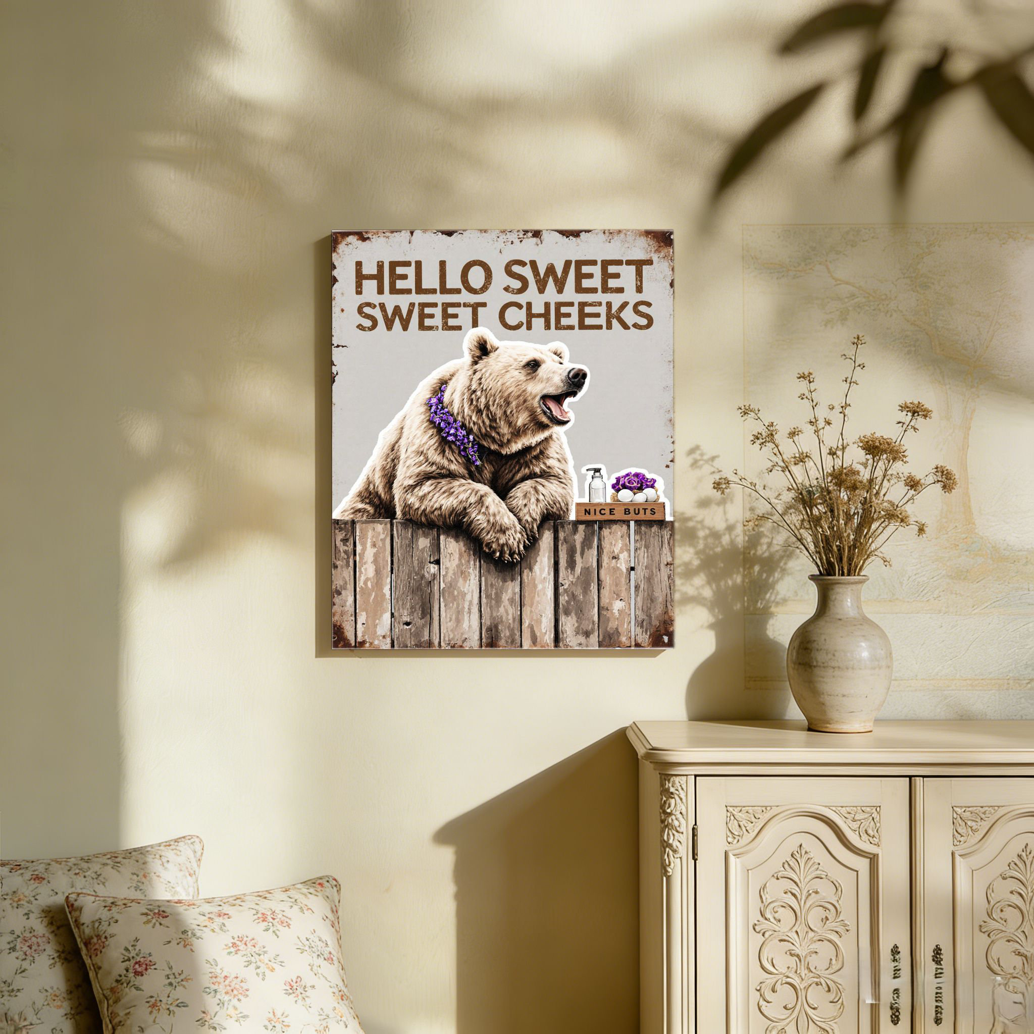 August Grove® Bear With Hello Sweet Sweet Cheeks Slogan, Built-In Back ...