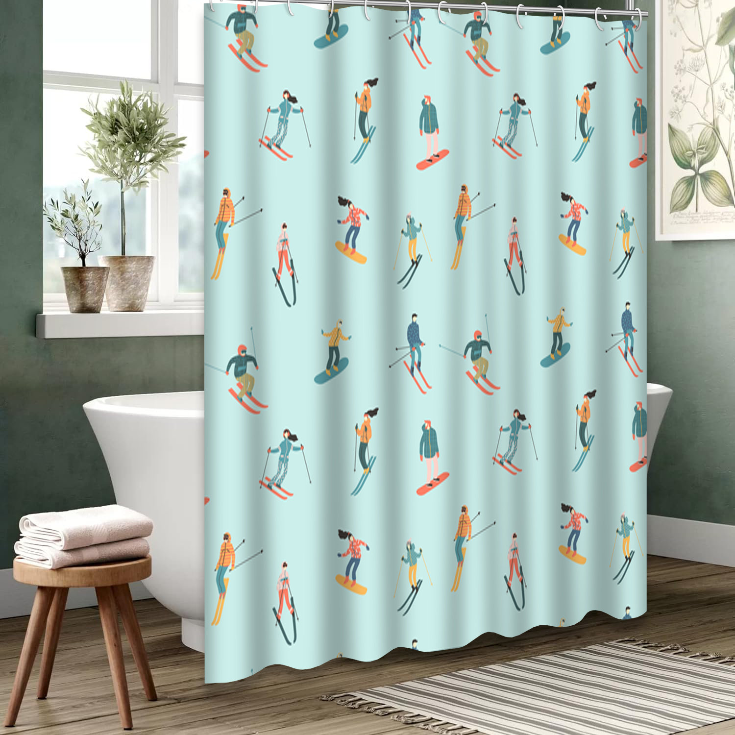 East Urban Home Pastel Sports Shower Curtain, 72x72 in, 12 Hooks, Men ...
