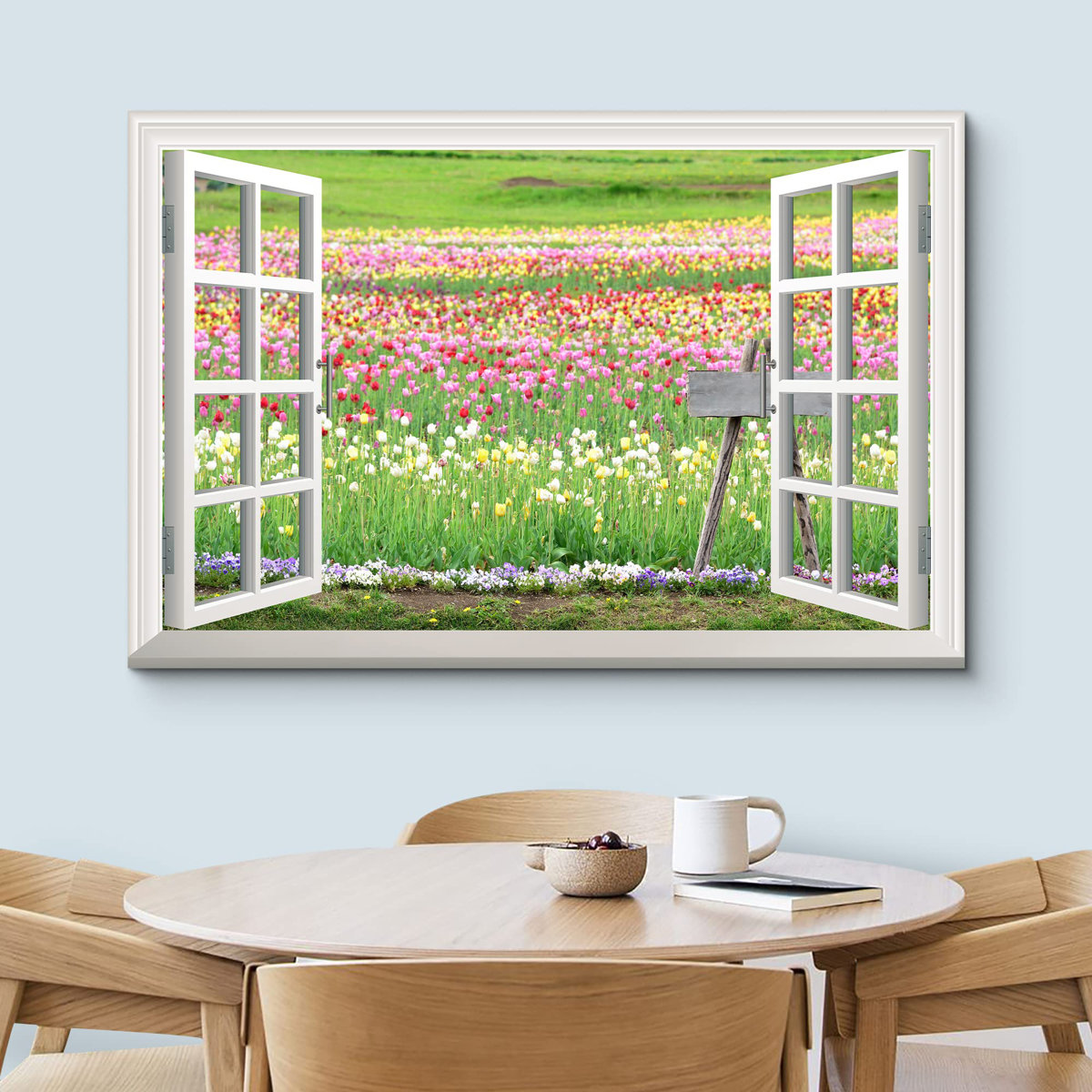 IDEA4WALL Window Scenery " Window View Of Rainbow Tulip Garden Nature ...