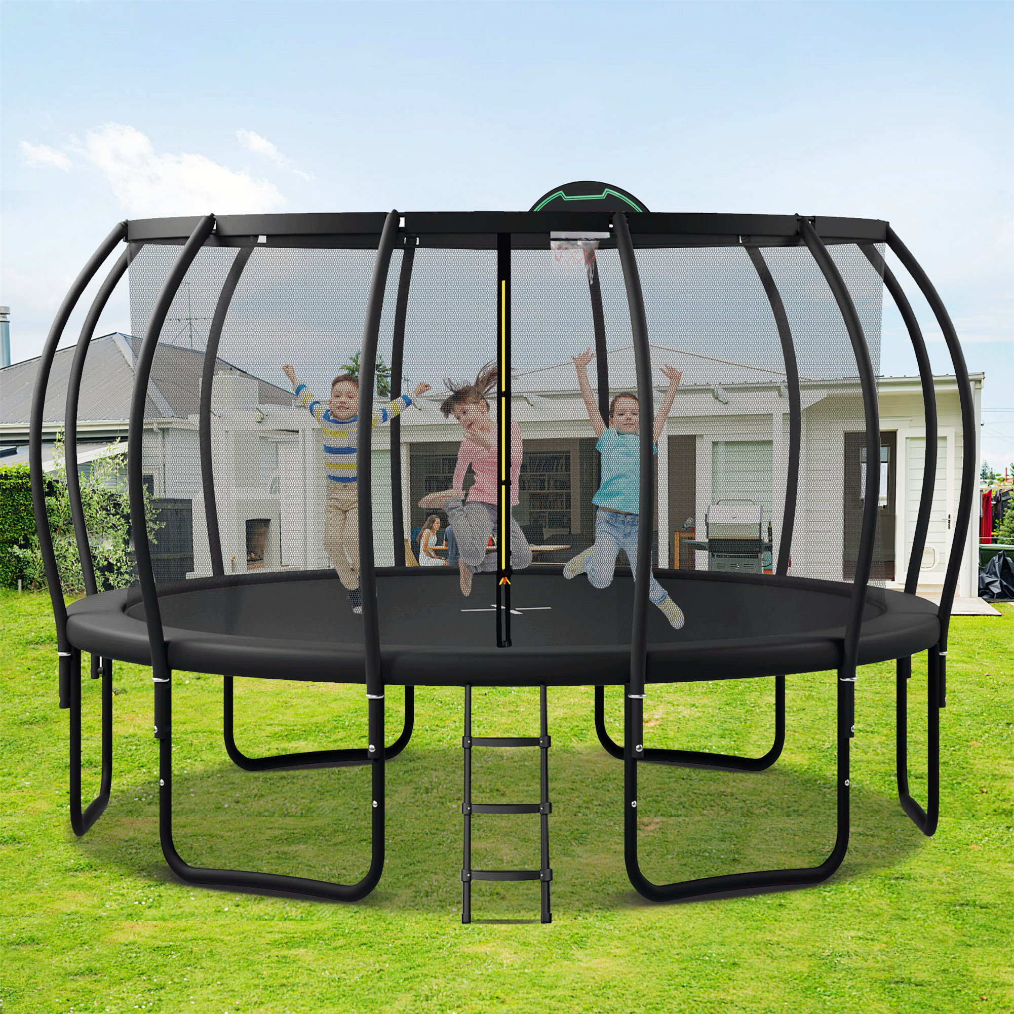 Creationstry 16' Round Backyard Trampoline with Safety Enclosure ...