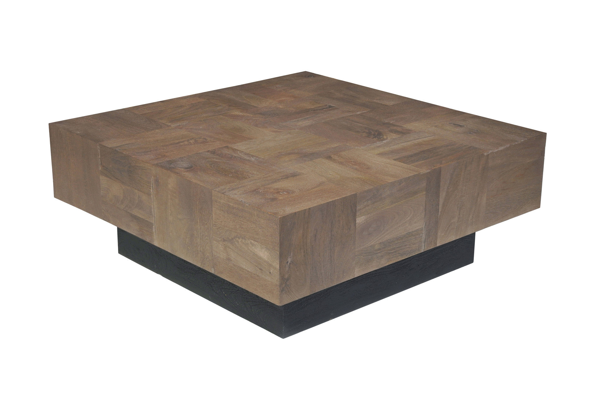 Millwood Pines 40" Dark Brown and Black Solid Wood Square Block Coffee ...