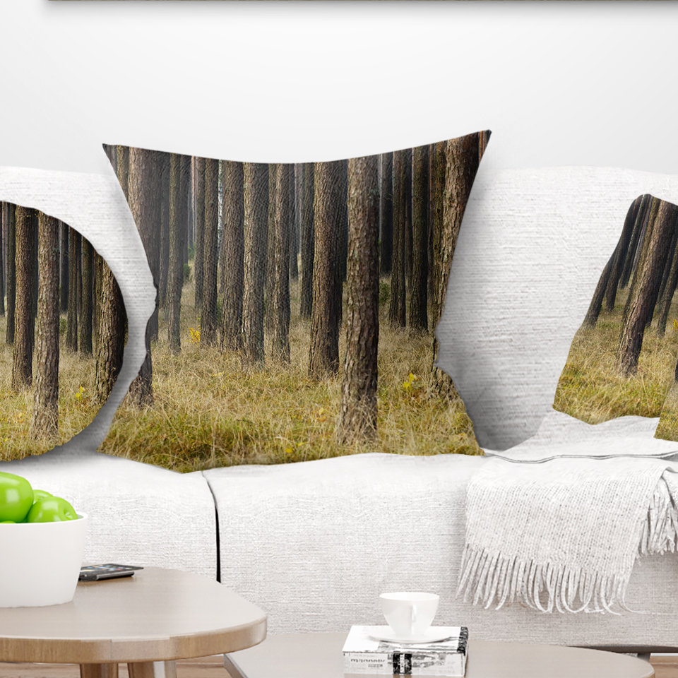 Design Art Dark Fall Forest with Green Grass - Forest Printed Throw ...